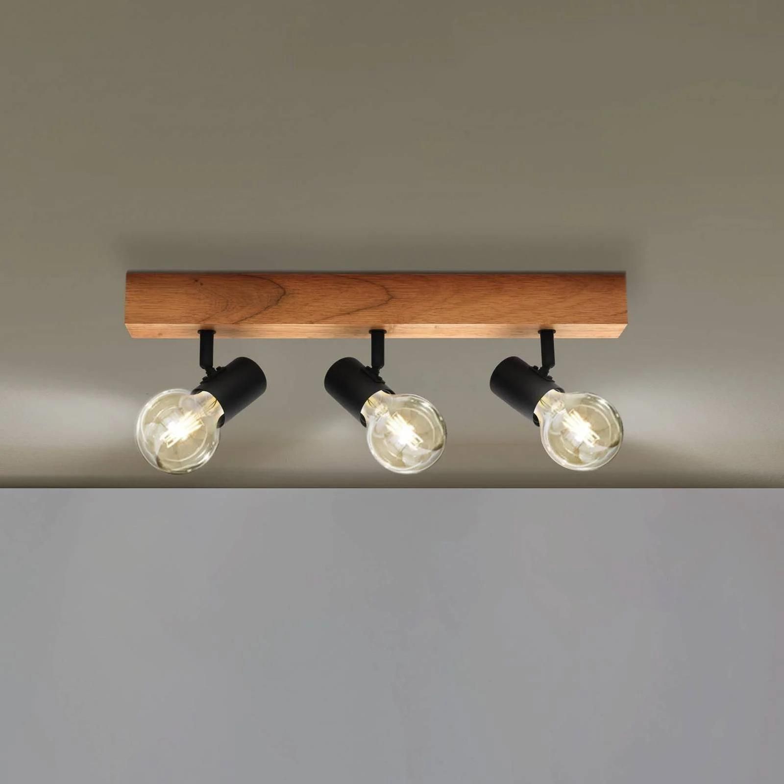 Eglo Lampa Sufitowa Townshend 3 Możliwość Ściemniania Jasne Drewno ...