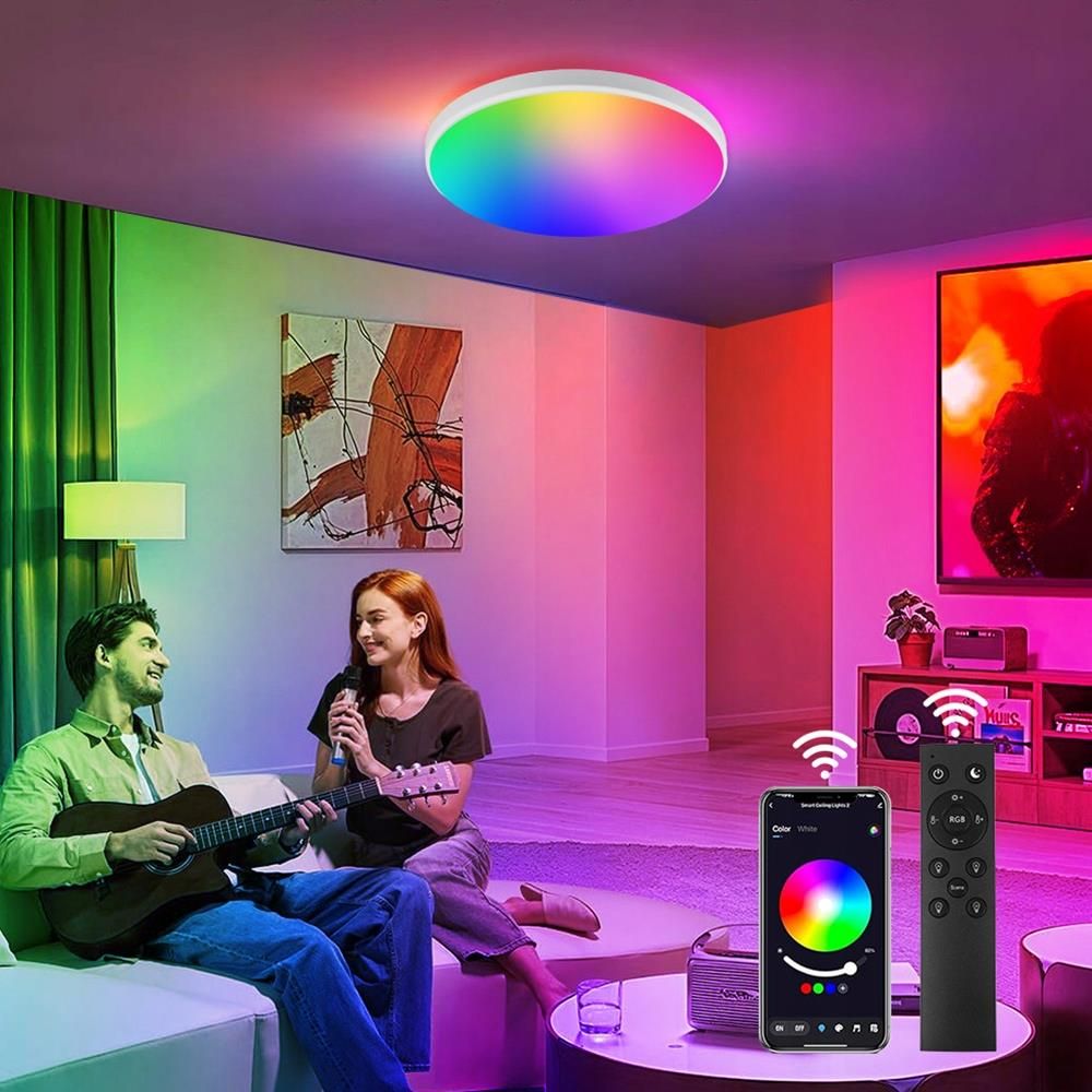 Bedee Lampa Sufitowa Led Rgb Kolorowa Kontrola App Z Tryb Muzyczny ...