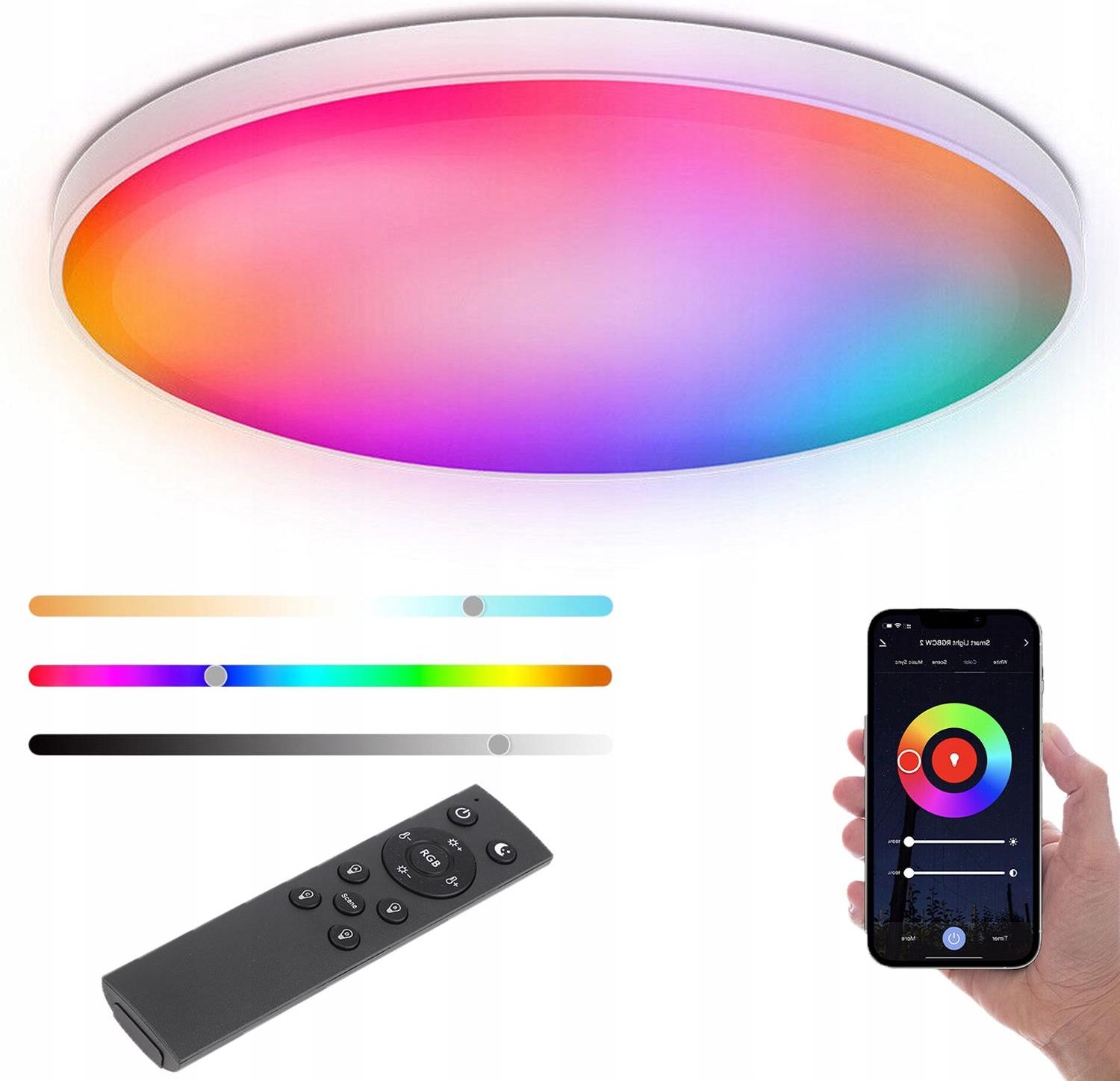 Bedee Lampa Sufitowa Led Rgb Kolorowa Kontrola App Z Tryb Muzyczny ...