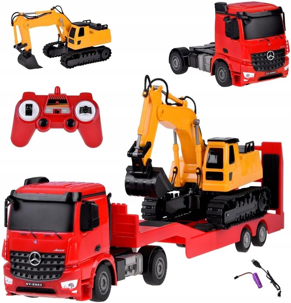 Double Eagle Laweta Zdalnie Sterowana Ciężarówka Tir Mercedes Na Pilota Rc + Koparka 2W1 - Ceny ...