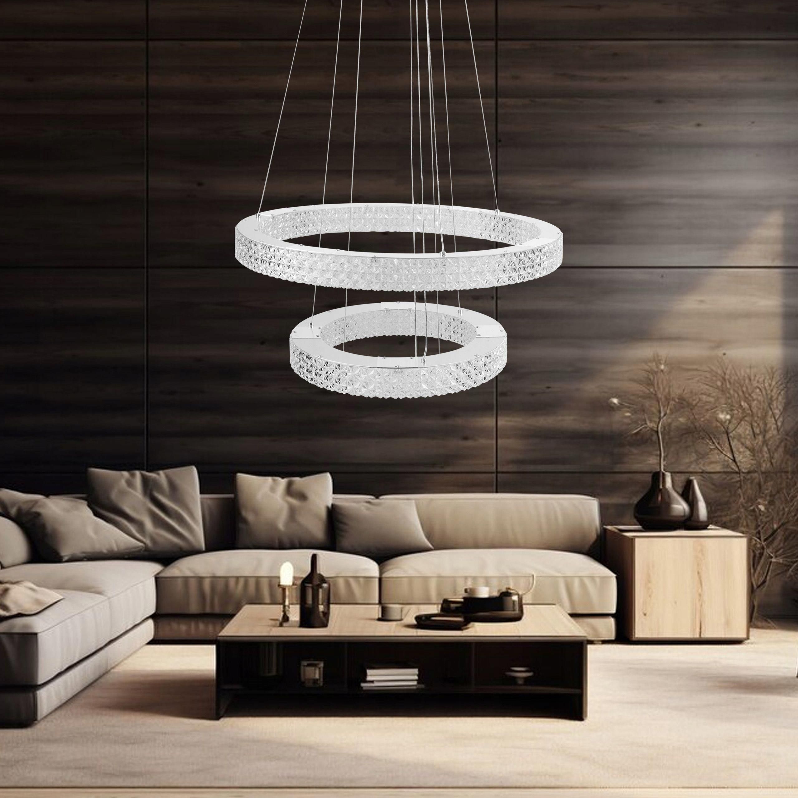 Toolight Lampa Sufitowa Wisząca Srebrna Okrągła Glamour Ms007-Cp Chrome ...