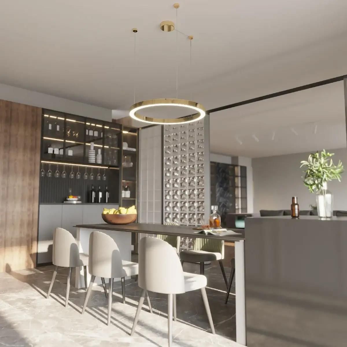 Yaskr Wisząca Lampa Do Salonu Aurum M Pl0116-90-Cct Led 38W Cct Złota ...
