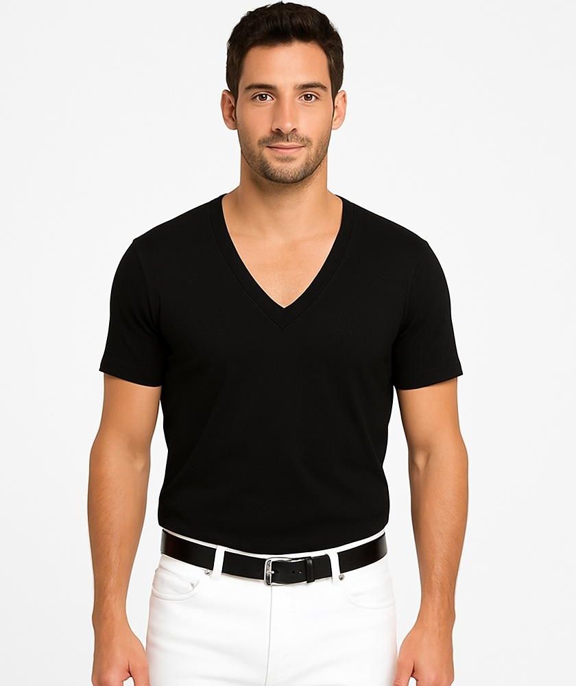 T-shirt męski Alpha V głęboki dekolt DannyBrand Czarny r. S - Ceny i ...