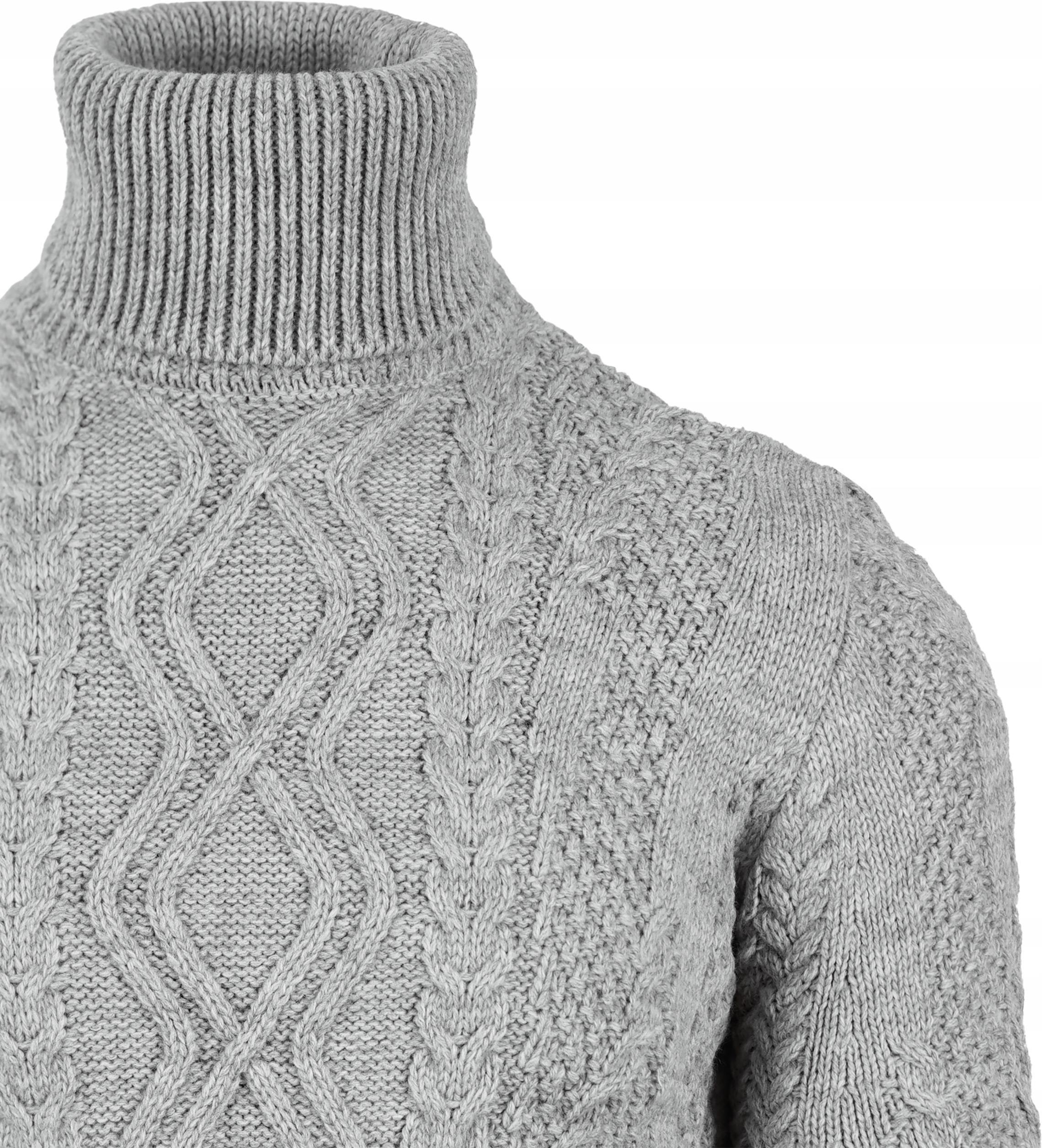 Sweter Męski Golf Wełniany Zimowy Gruby Ciepły Siwy Turecki Na Zimę 3XL ...