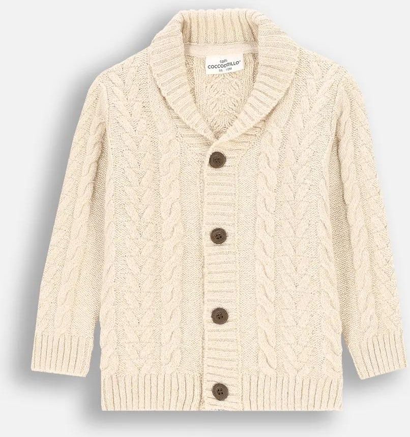Chłopięcy Sweter Rozpinany Beżowy Sweter z Splotem 086 Coccodrillo ZC4 ...
