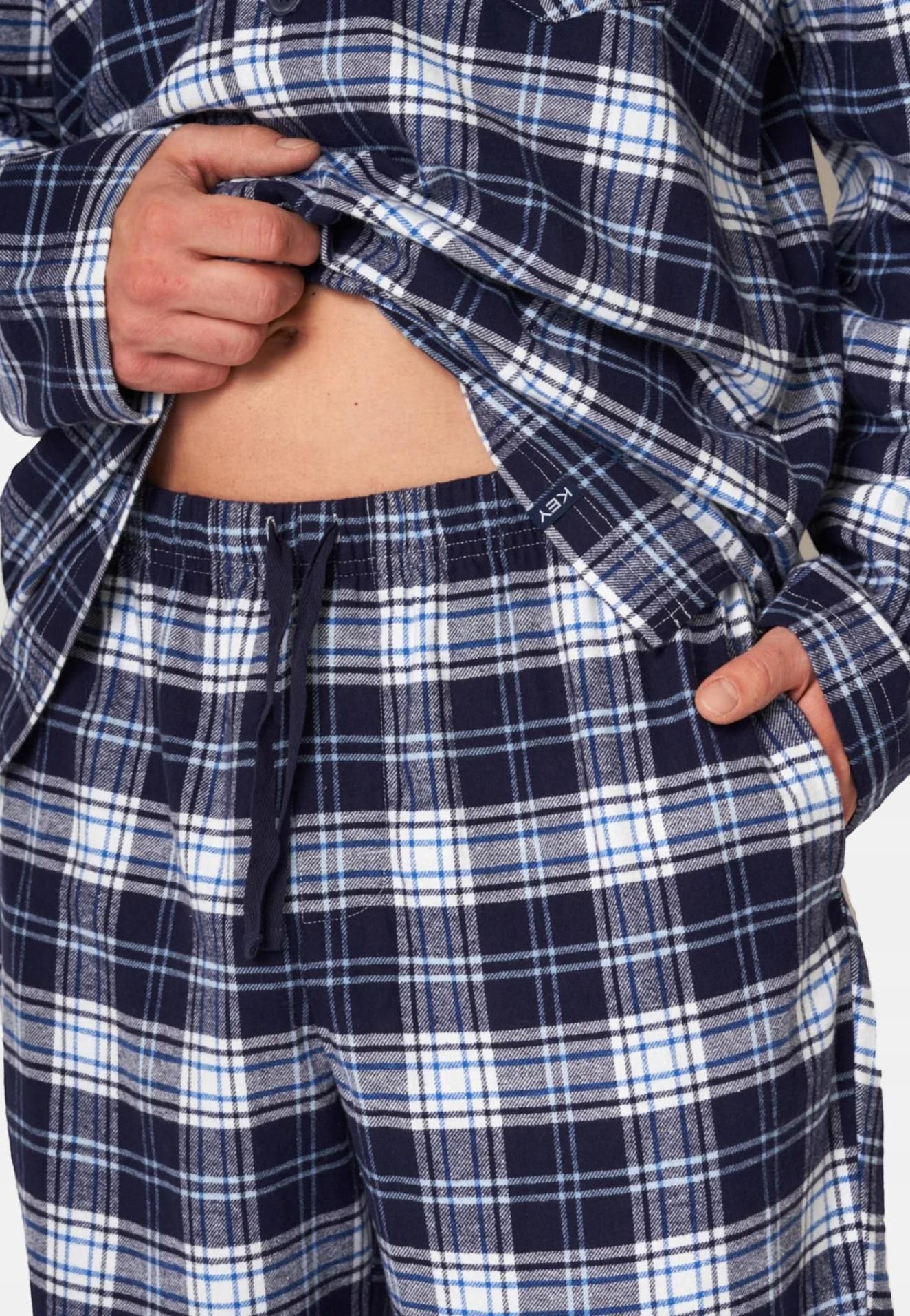 Key piżama męska długi rękaw Flanelowa Rozpinana Mns granatowy roz. M ...