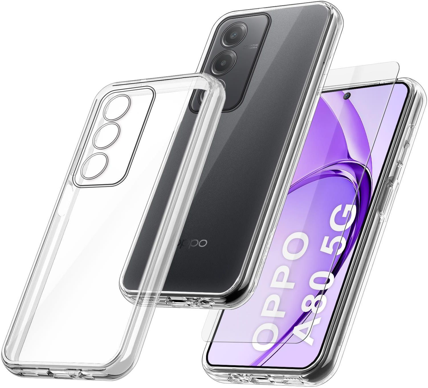 Case Etui Do Oppo A80 5G Wzmacniane 360° Silicone Szkło Ochronne Szybka ...