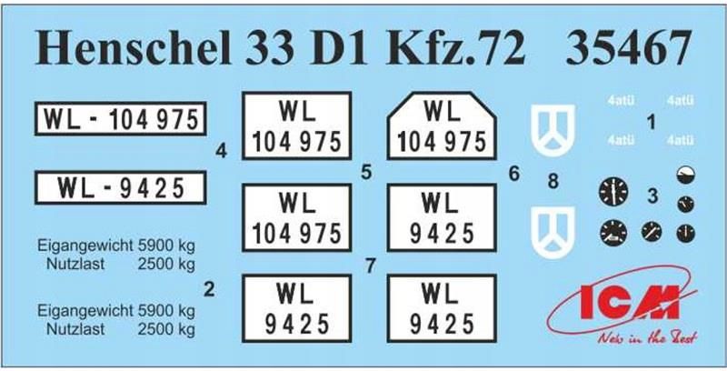 Icm Henschel 33 D1 Kfz.72 Wwii German Radio Communication Truck 1:35 ...