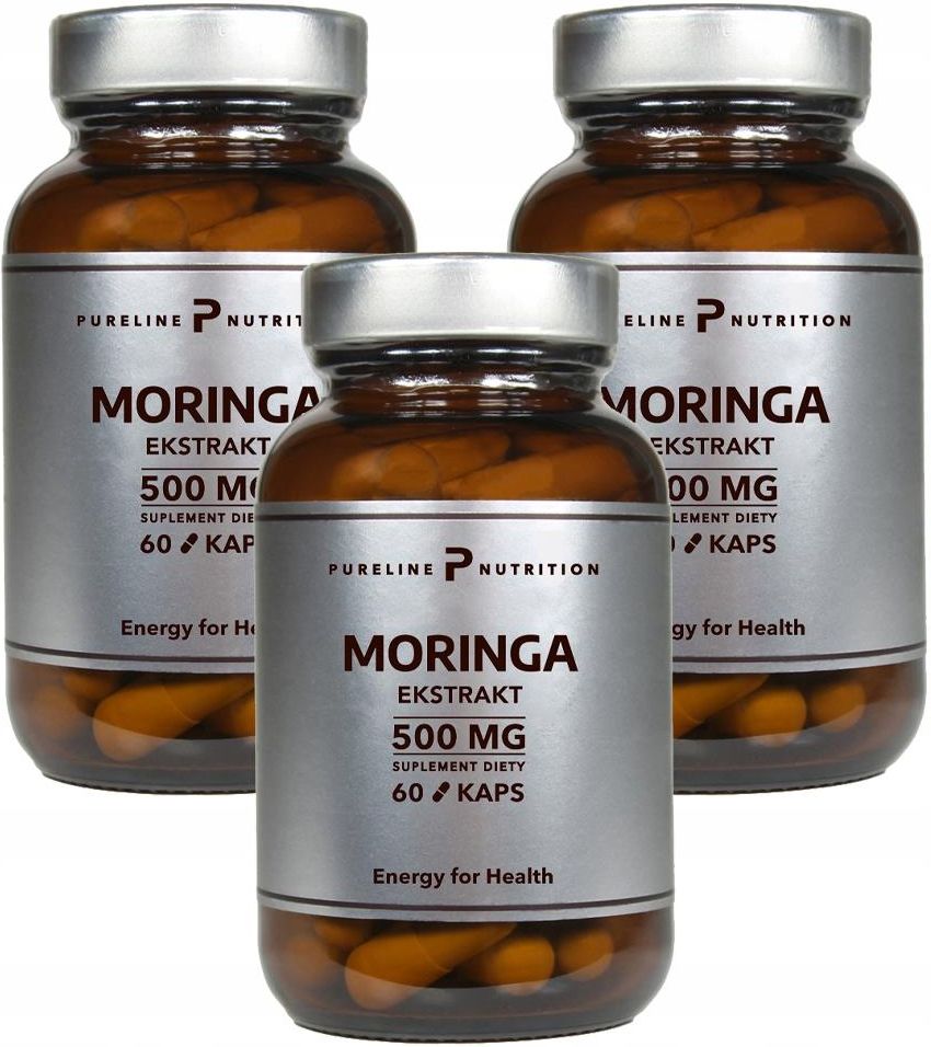 Pure Line Nutrition Moringa Oleifera ekstrakt z liści 500mg 3x60Kaps ...