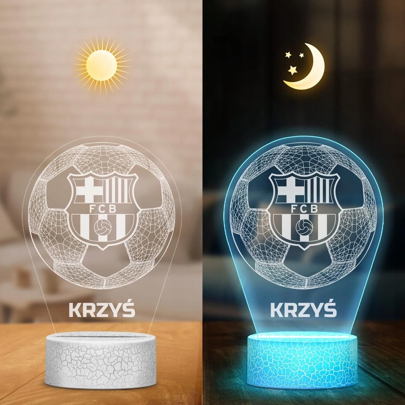 Lampka Nocna Led 3D Fc Barcelona z Imieniem Rgb na Święta Urodziny ...