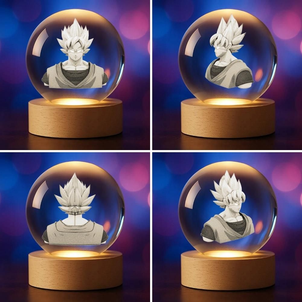 Goku Kryształowa Kula 3D Dragon Ball Son Goku Anime Manga z Podstawką ...