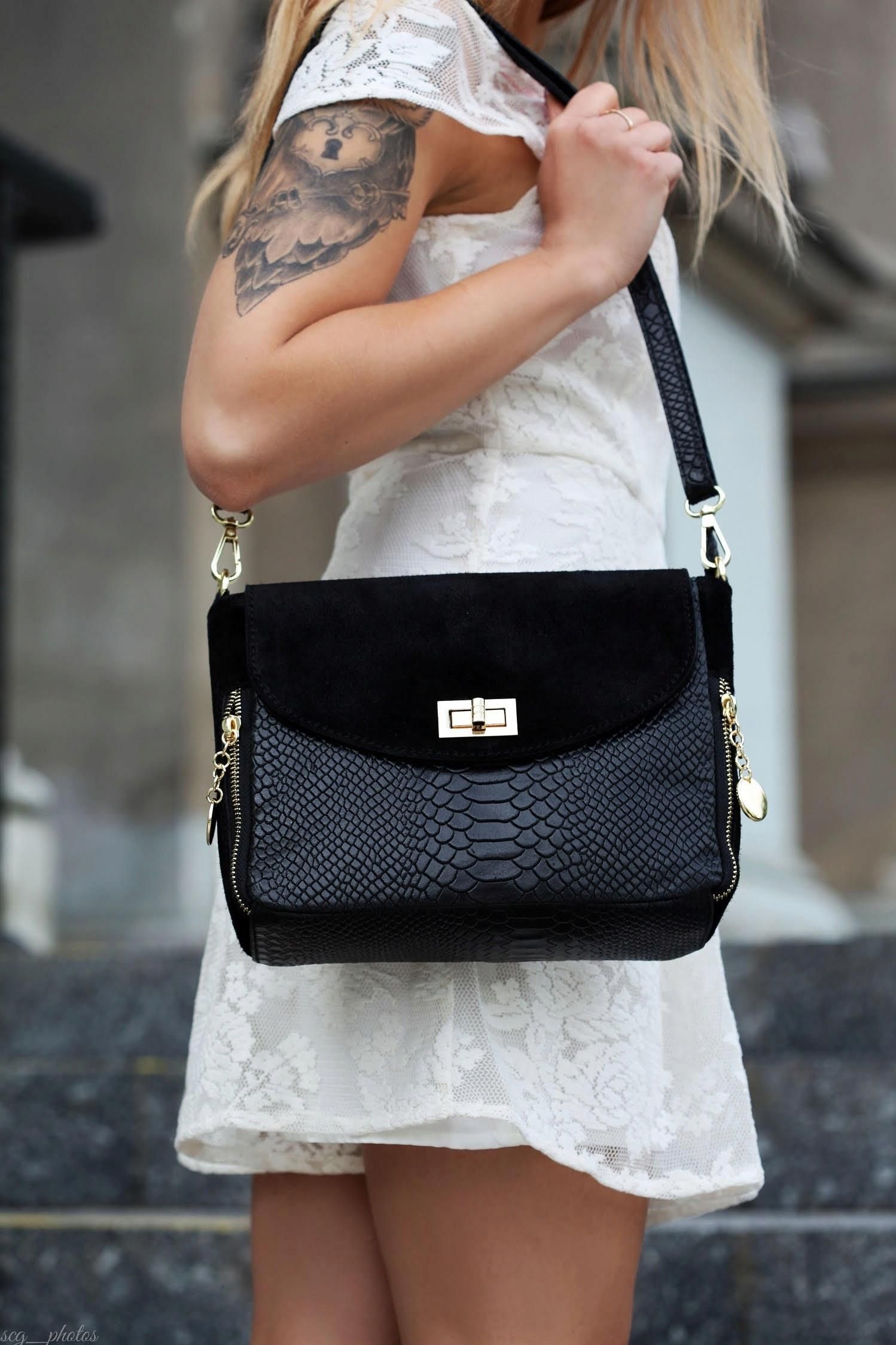 Vera Pelle torebka czekoladowa torebka skóra naturalna kroko brązowa ...