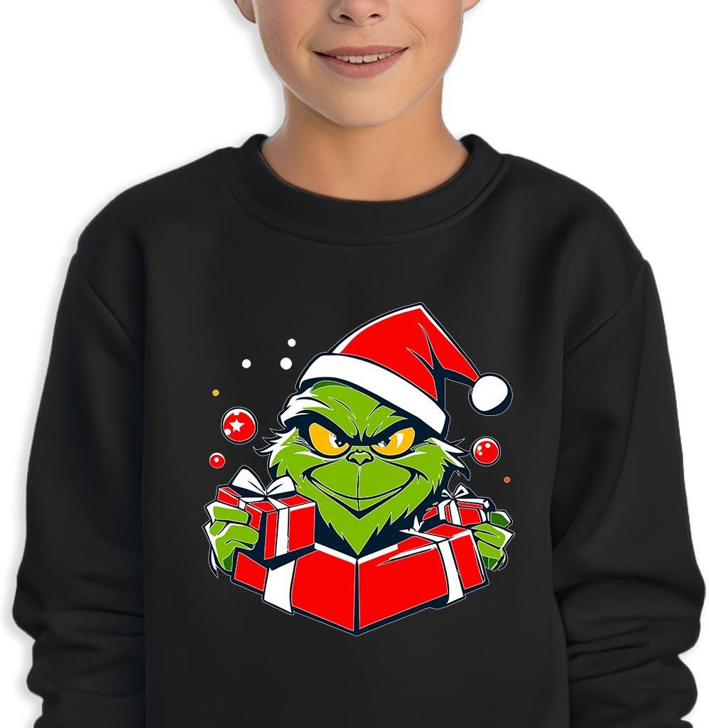 Bluza Bez Kaptura Czarna Grinch Face Święta Mikołaja Rozmiar 152 cm ...