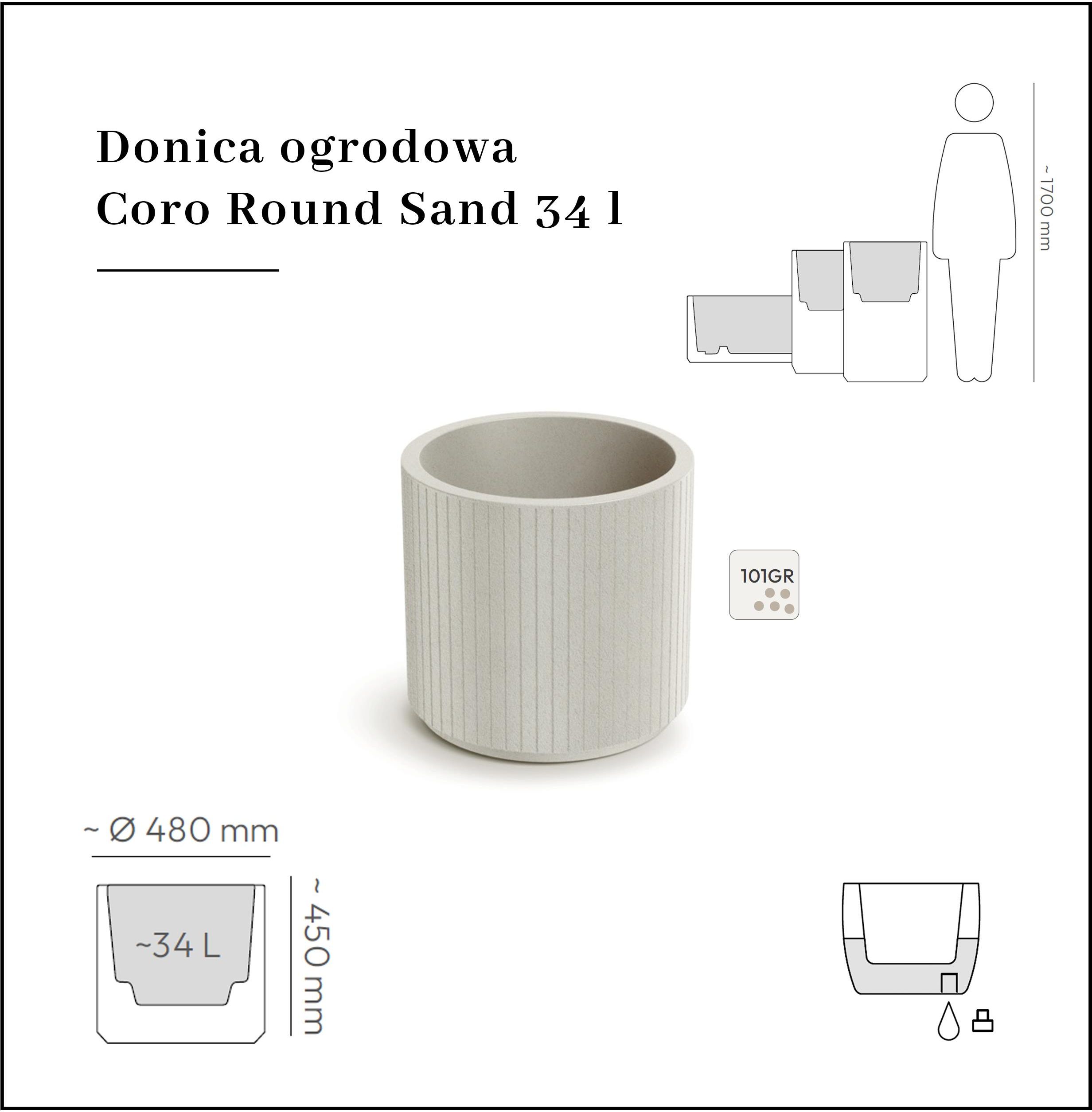 Prosperplast Donica Ogrodowa Coro Round Sand 34L - Ceny i opinie - Ceneo.pl
