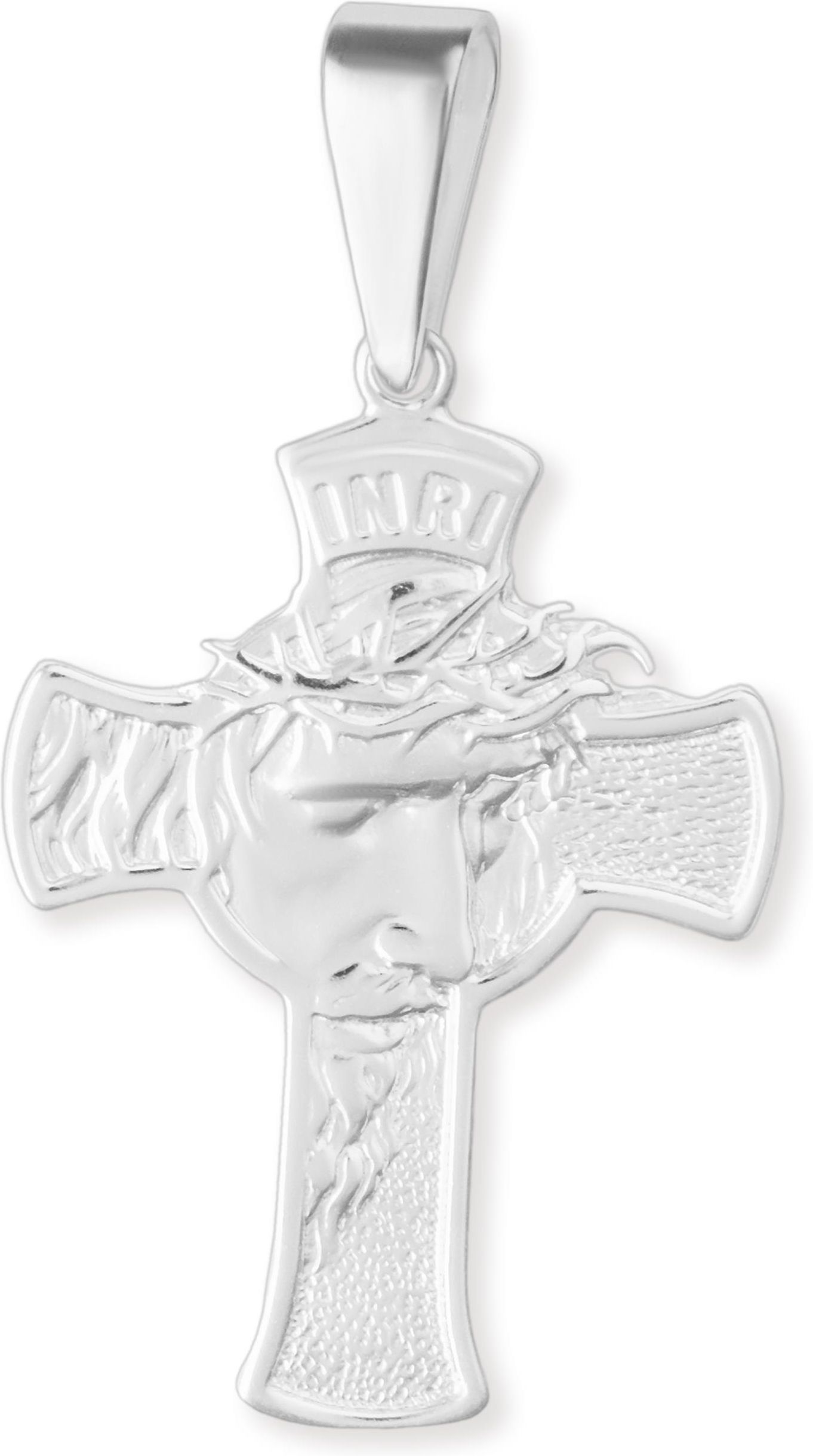 Zawieszka Srebrna do Łańcuszka Krzyż z Jezusem Inri Twarz Jezusa Srebro ...