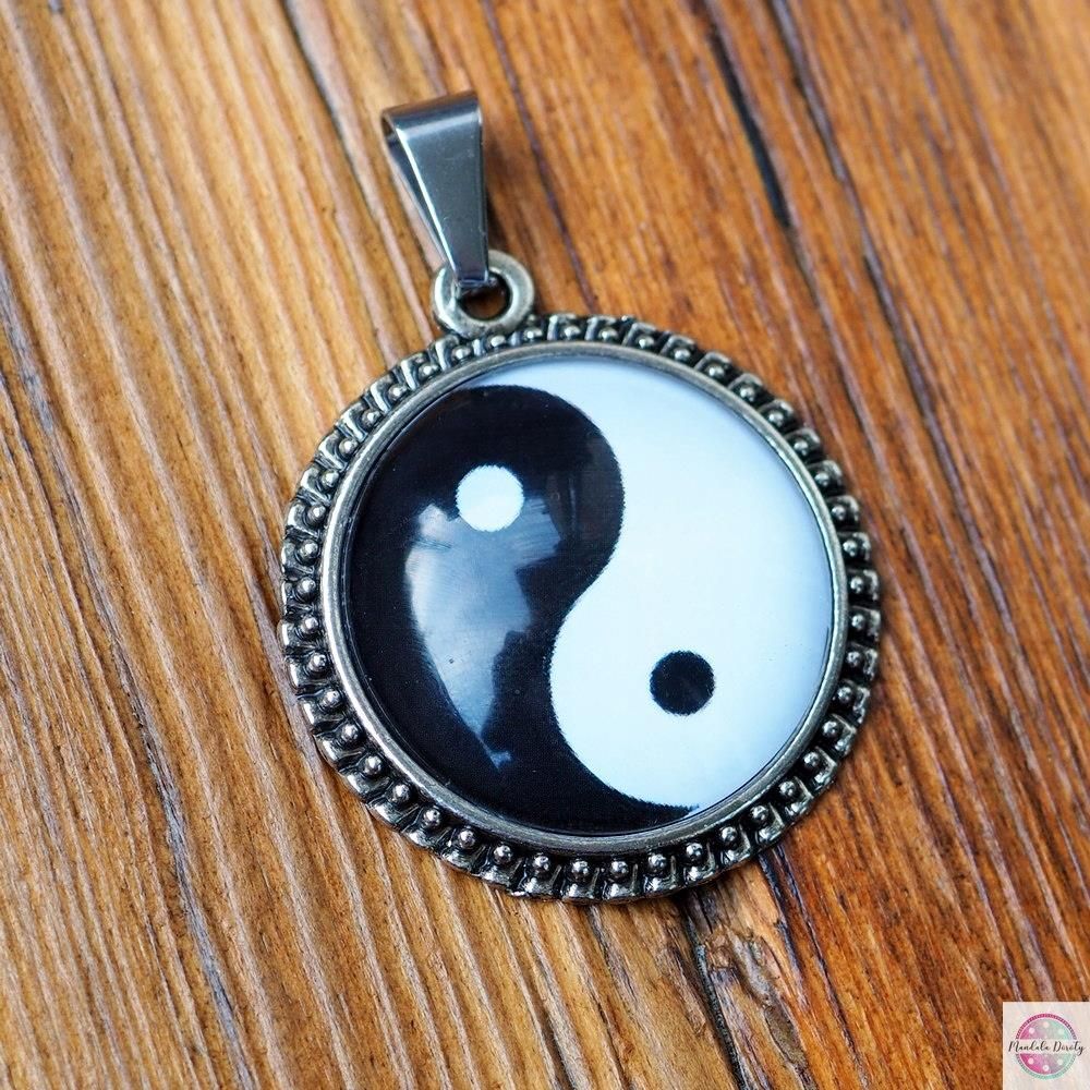 Naszyjnik medalion wisior Mandala symbol znak Yin Yang równowaga - Ceny ...