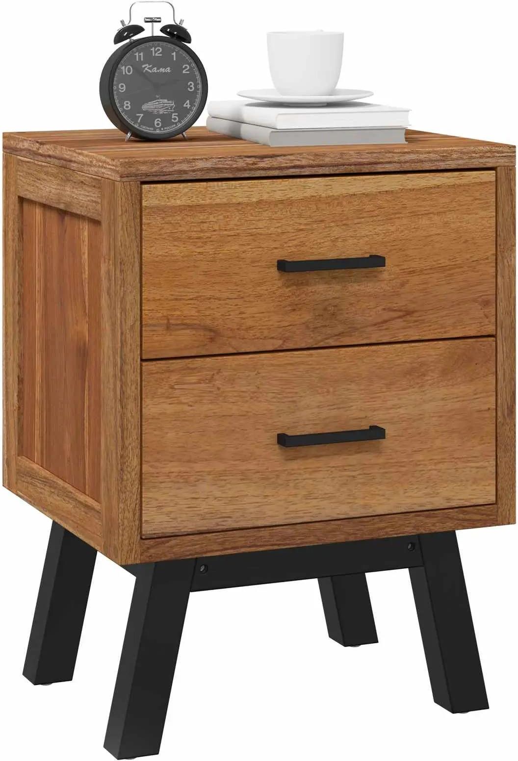 VidaXL Stolik nocny Brązowy 40x35x55 cm Lite drewno teakowe (42017951 ...