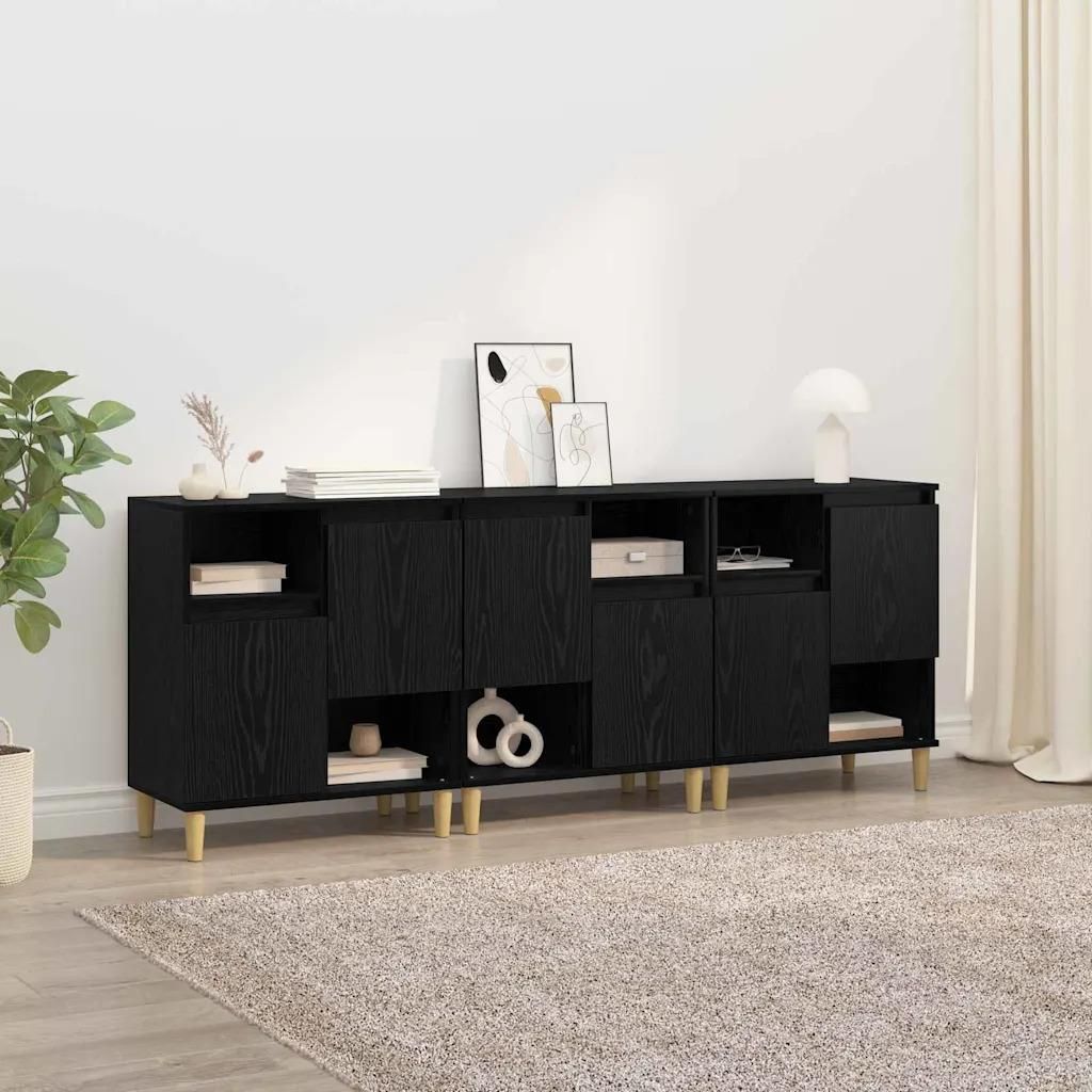VidaXL Komody 3-Cz.Czarny Dąb 60X35X70Cm Materiał Drewnopochodny ...