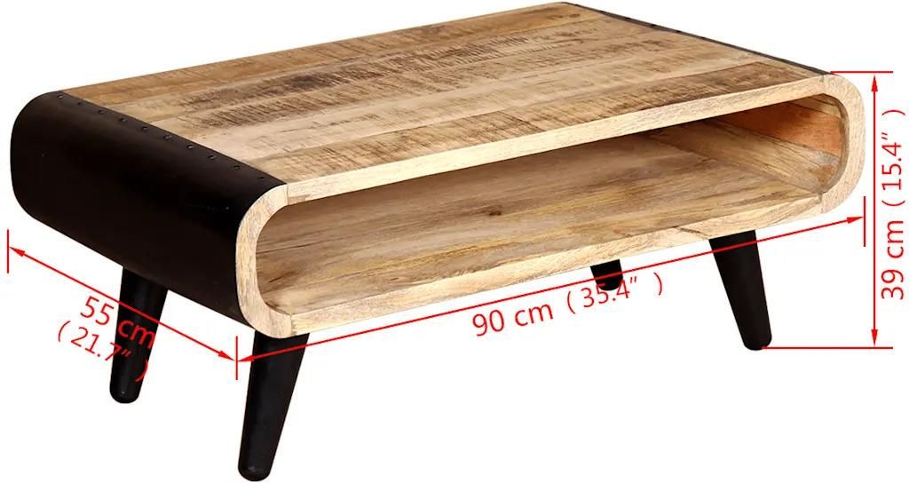 Gravora Stolik boczny z drewna mango brązowo-czarny 90x55x39 cm ...