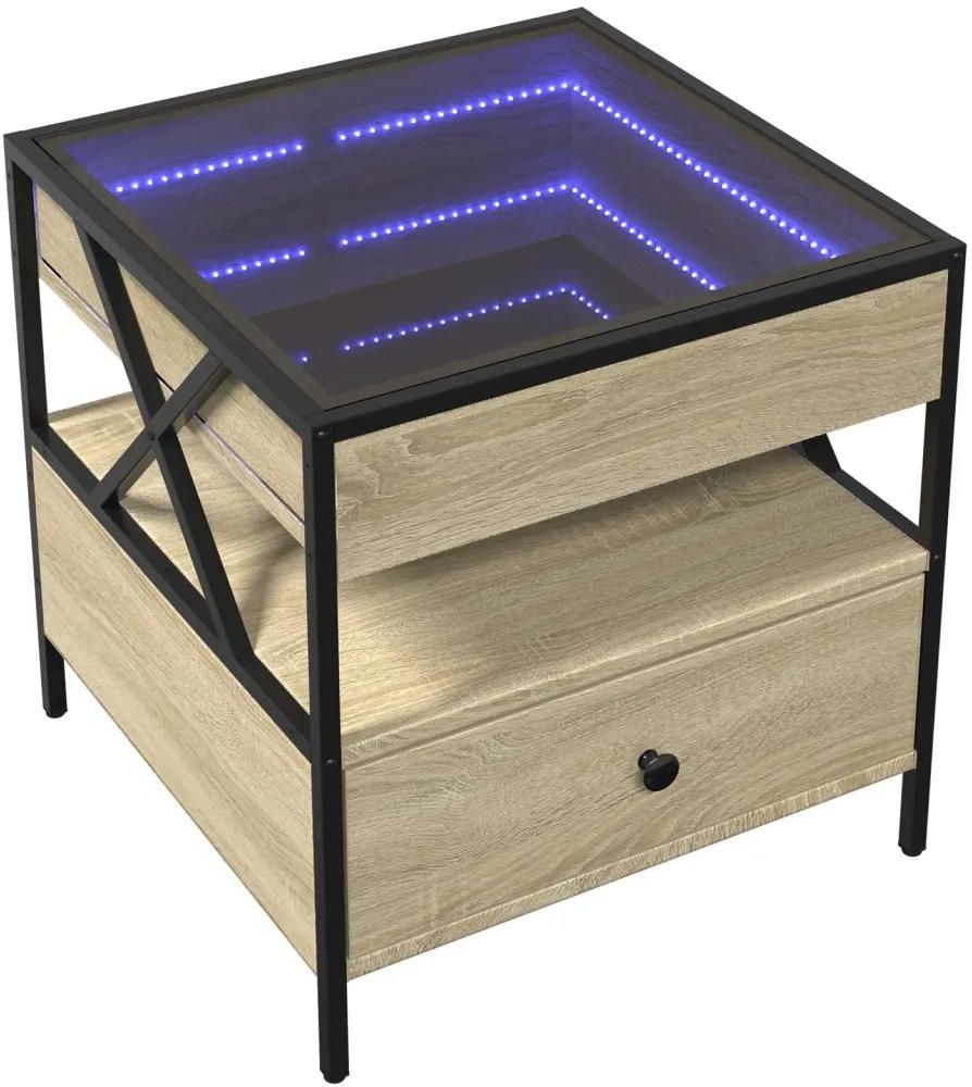 Gravora Stolik kawowy z oświetleniem LED Infinity, dąb sonoma, 50x50x51 ...