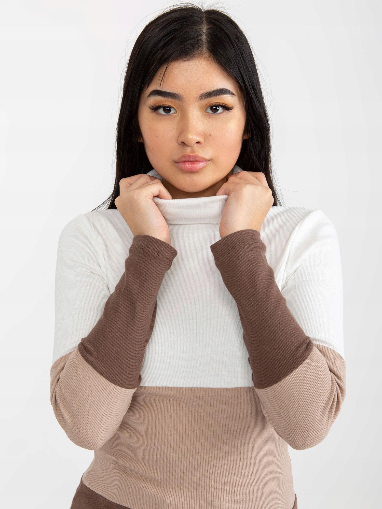 Bawełniana Prążkowana bluzka z golfem Golf bordo/caffe 01P S/m - Ceny i ...