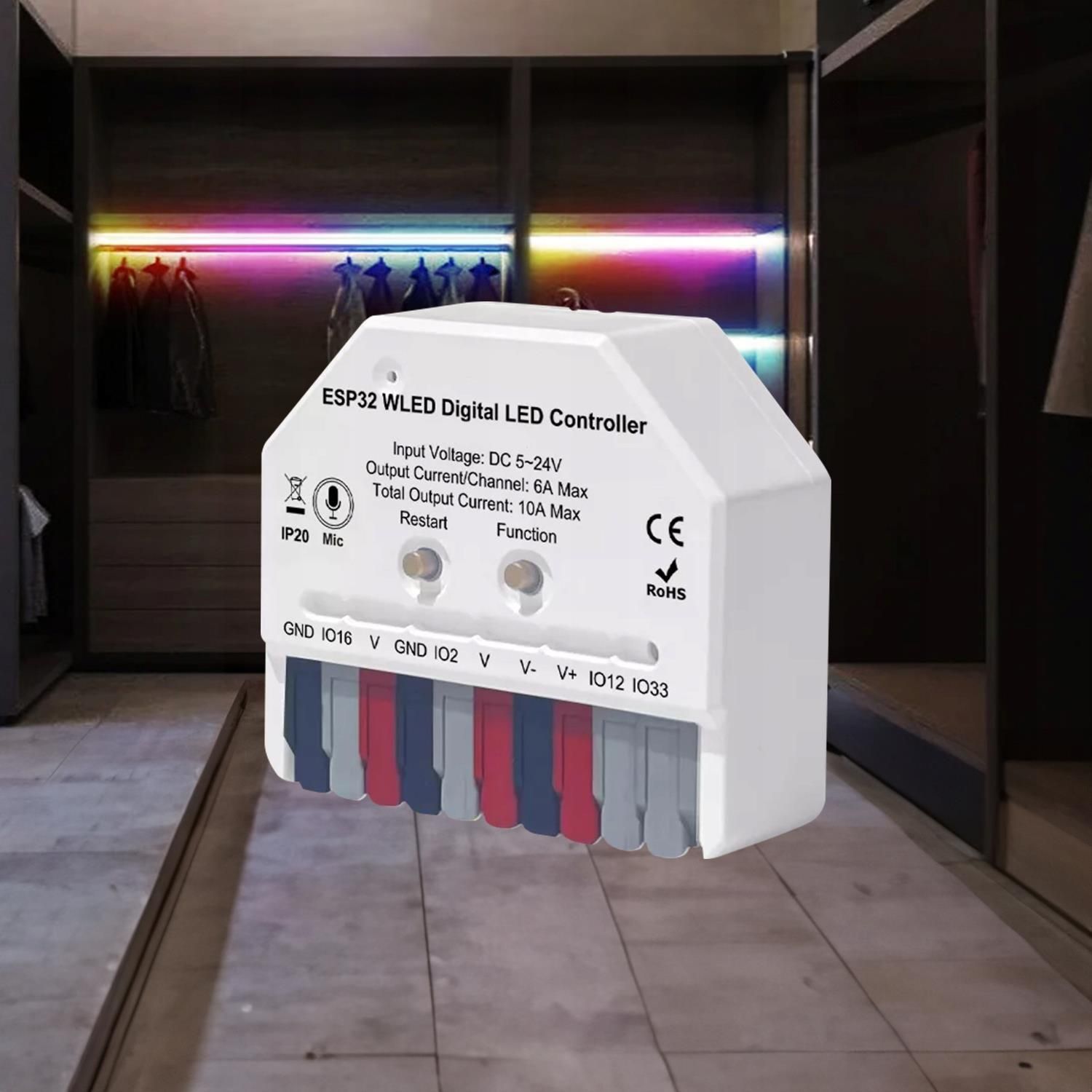 Gledopto Sterownik LED RGB IC WiFi WLED Home Assistant WS281x Pixel ...