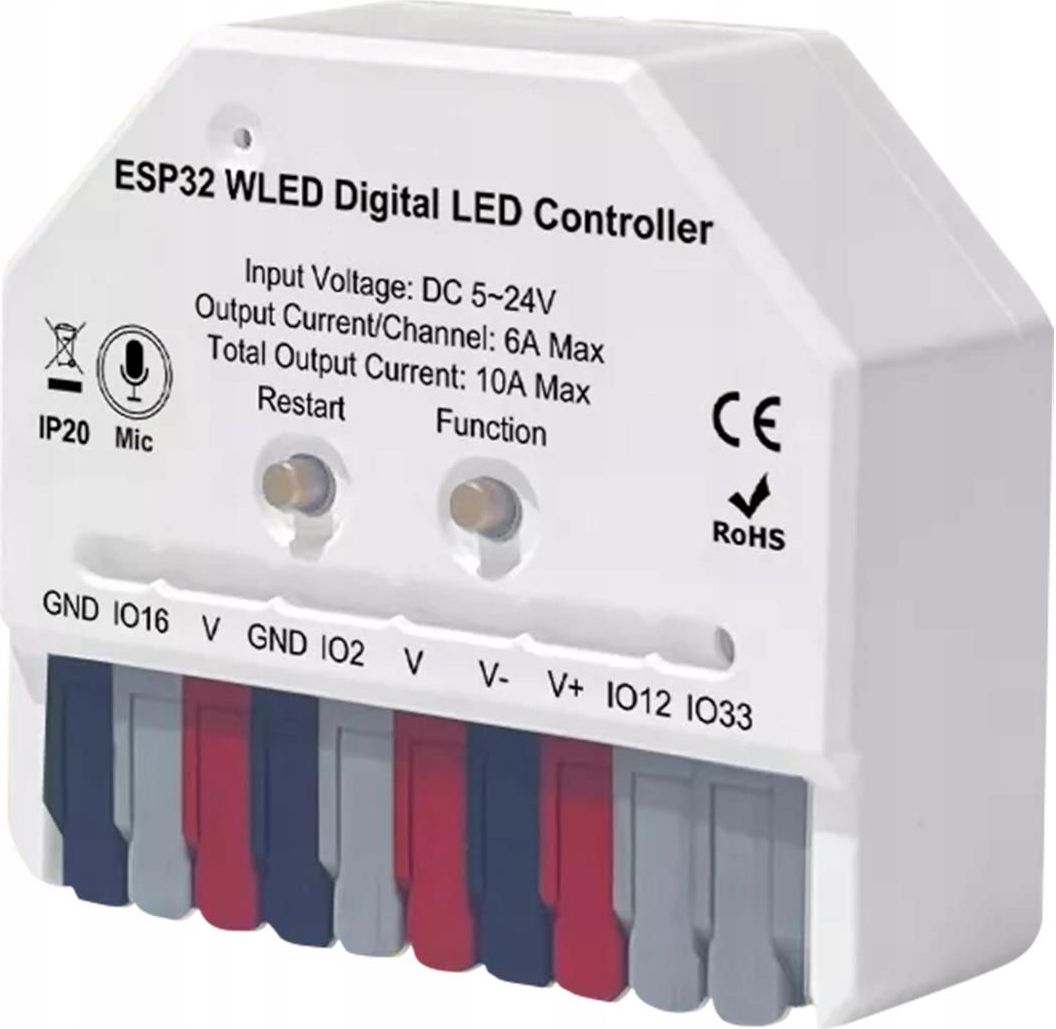 Gledopto Sterownik LED RGB IC WiFi WLED Home Assistant WS281x Pixel ...