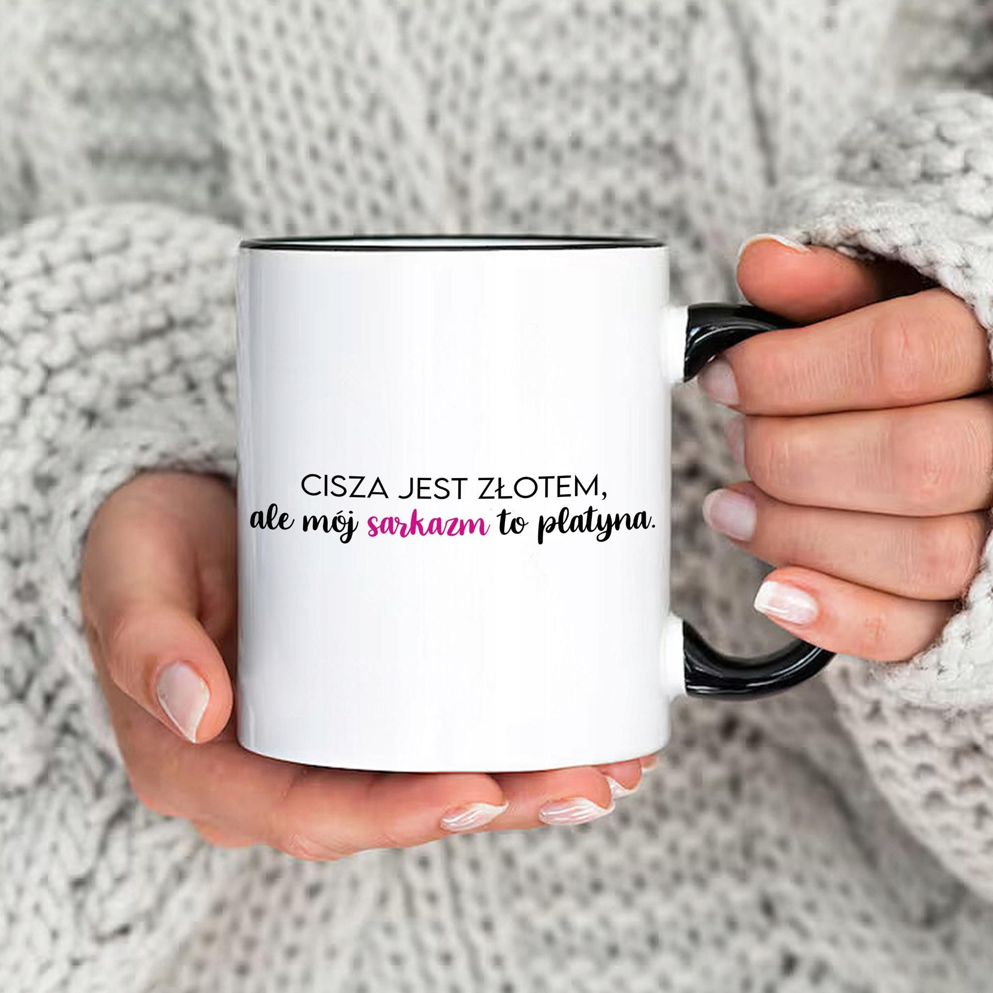 Kubek Cisza Jest Złotem ale mój sarkazm Biało-Czarny - Opinie i ...