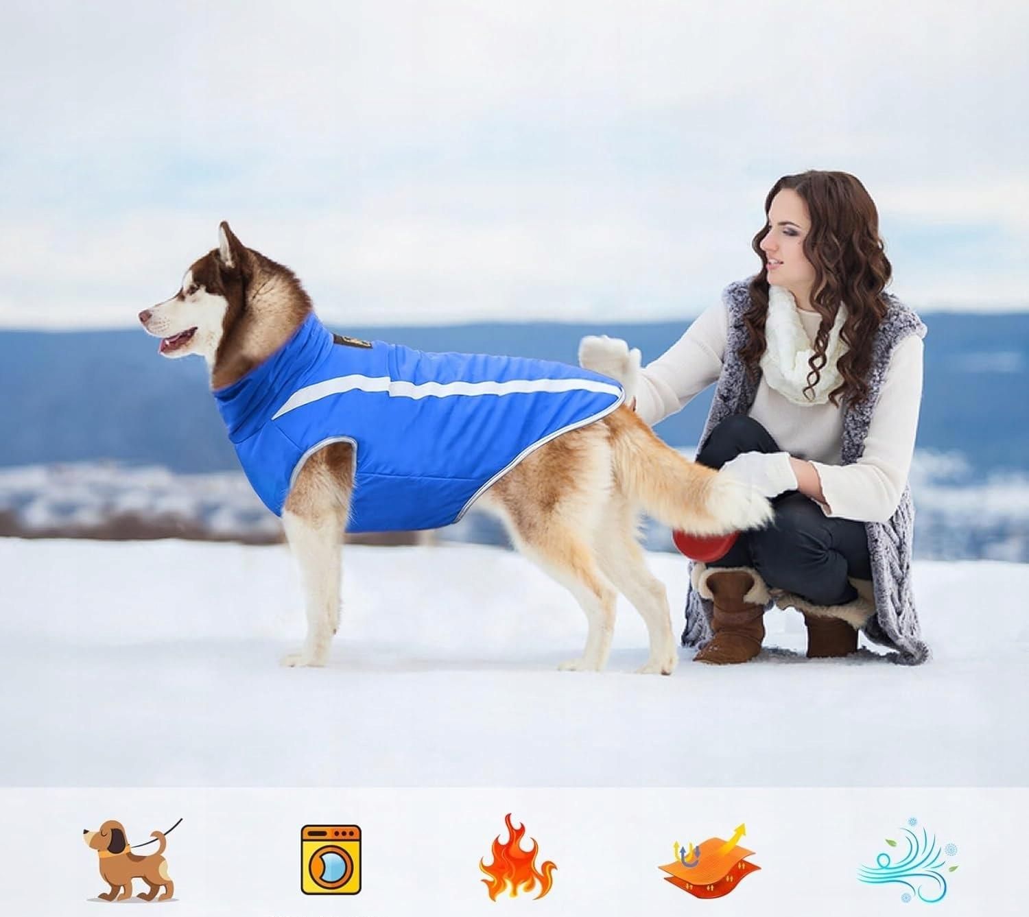 Ciepła Kamizelka Zimowa Kurtka Dla Psa Niebieska Xl - Ceny i opinie ...