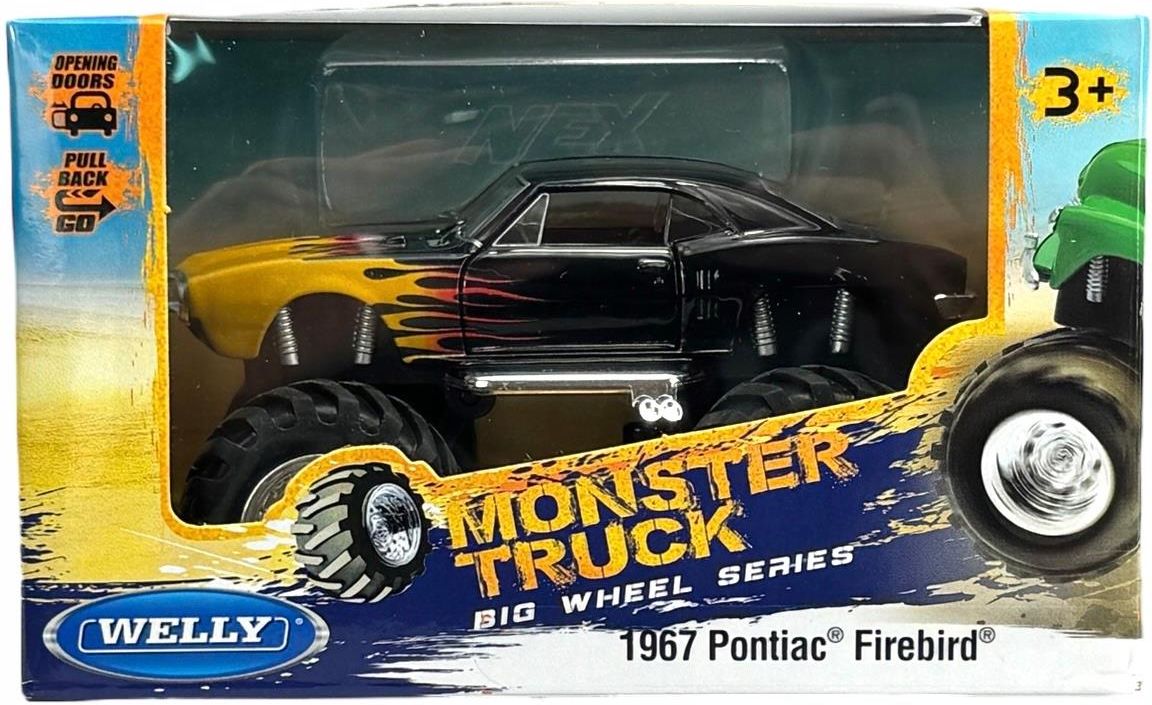 Welly Monster Truck 1967 Pontiac Firebird Czarny 1:34 Nowy Metal Model ...