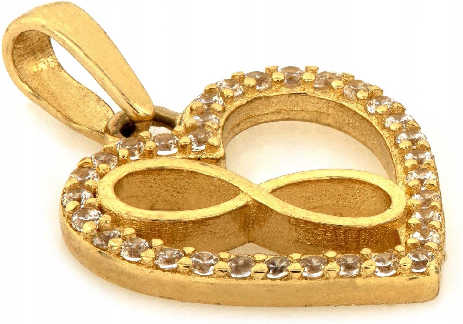 Damska zawieszka ze złota 585 serce nieskończoność14k z cyrkoniami 1 ...