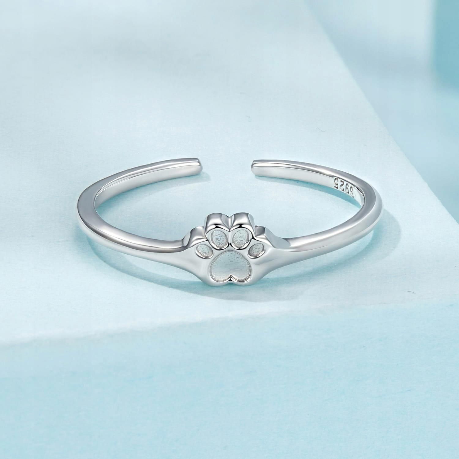 Silverbeads Srebrny pierścionek regulowany psia łapka srebro 925 (P071U ...