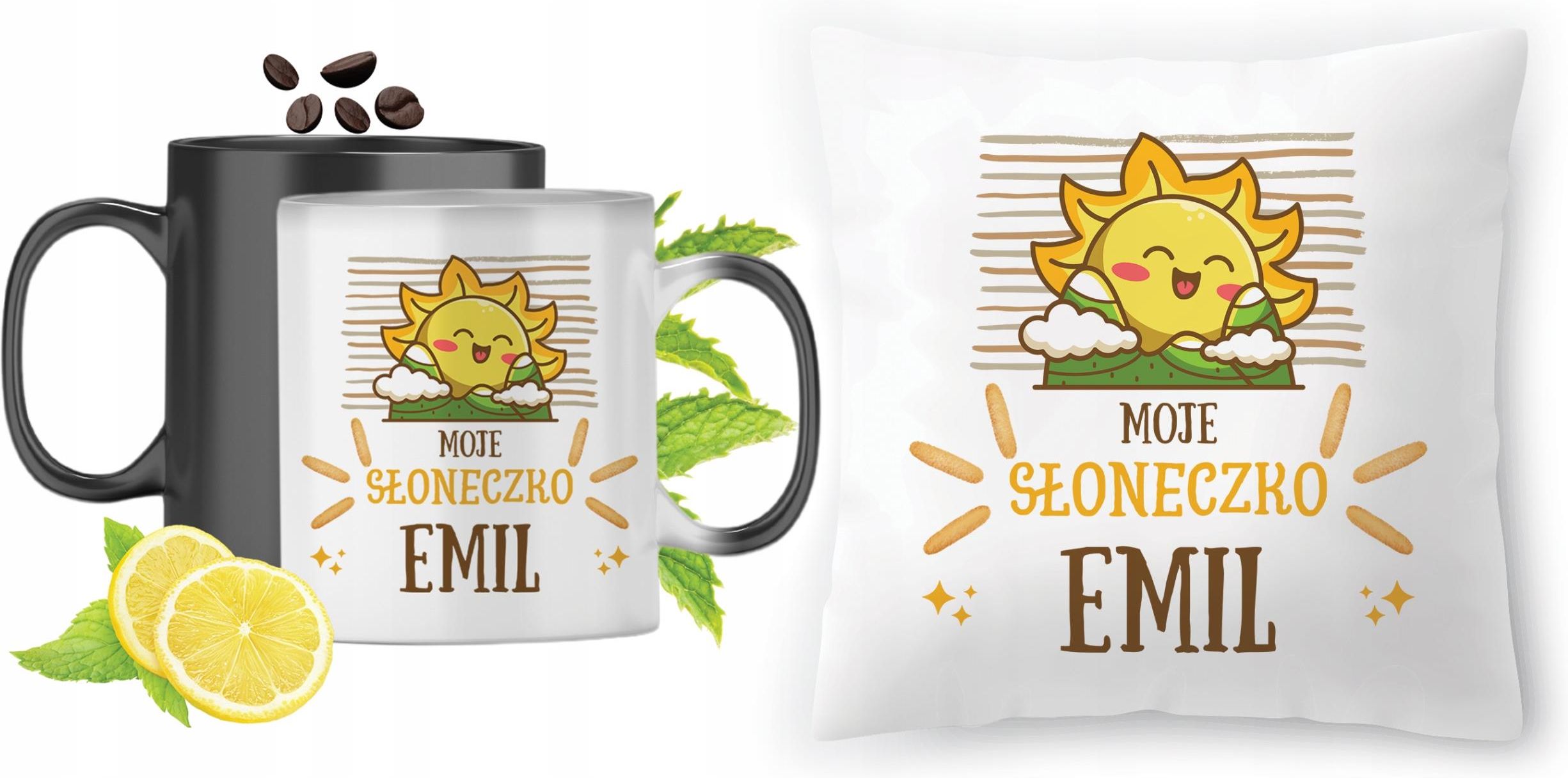 Polidraw Dla Emila Zestaw Kubek Magiczny + Poduszka Z Nadrukiem Ze ...