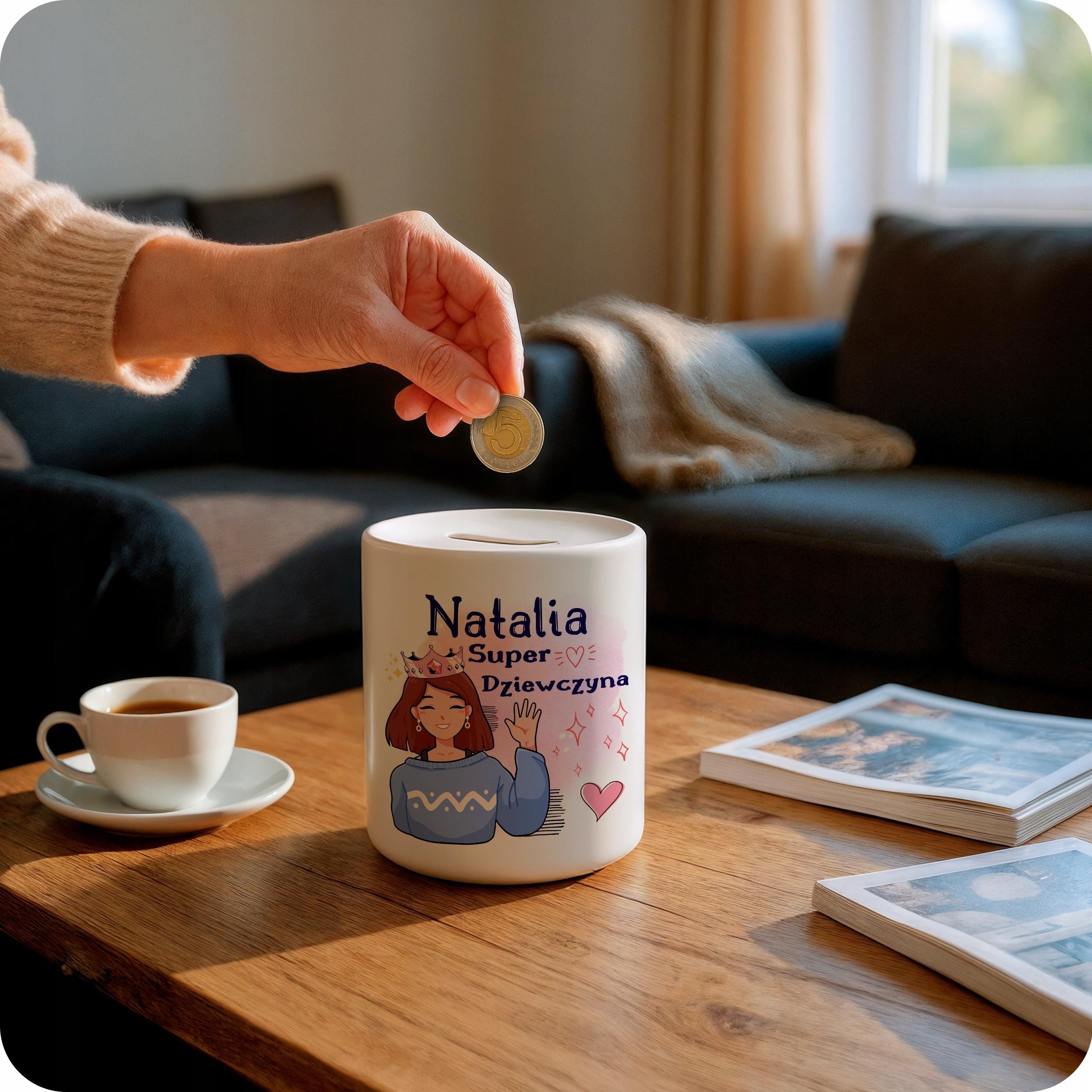 Polidraw Skarbonka Dla Natali Córki Dziecka Z Nadrukiem Ze Zdjęciem ...