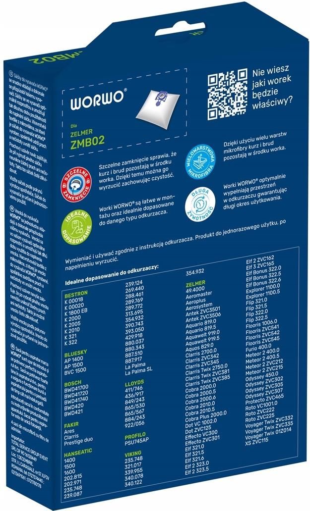 Worek do odkurzacza Worwo Odkurzacza Do Zelmer Meteor 2 400.5 4Szt ...