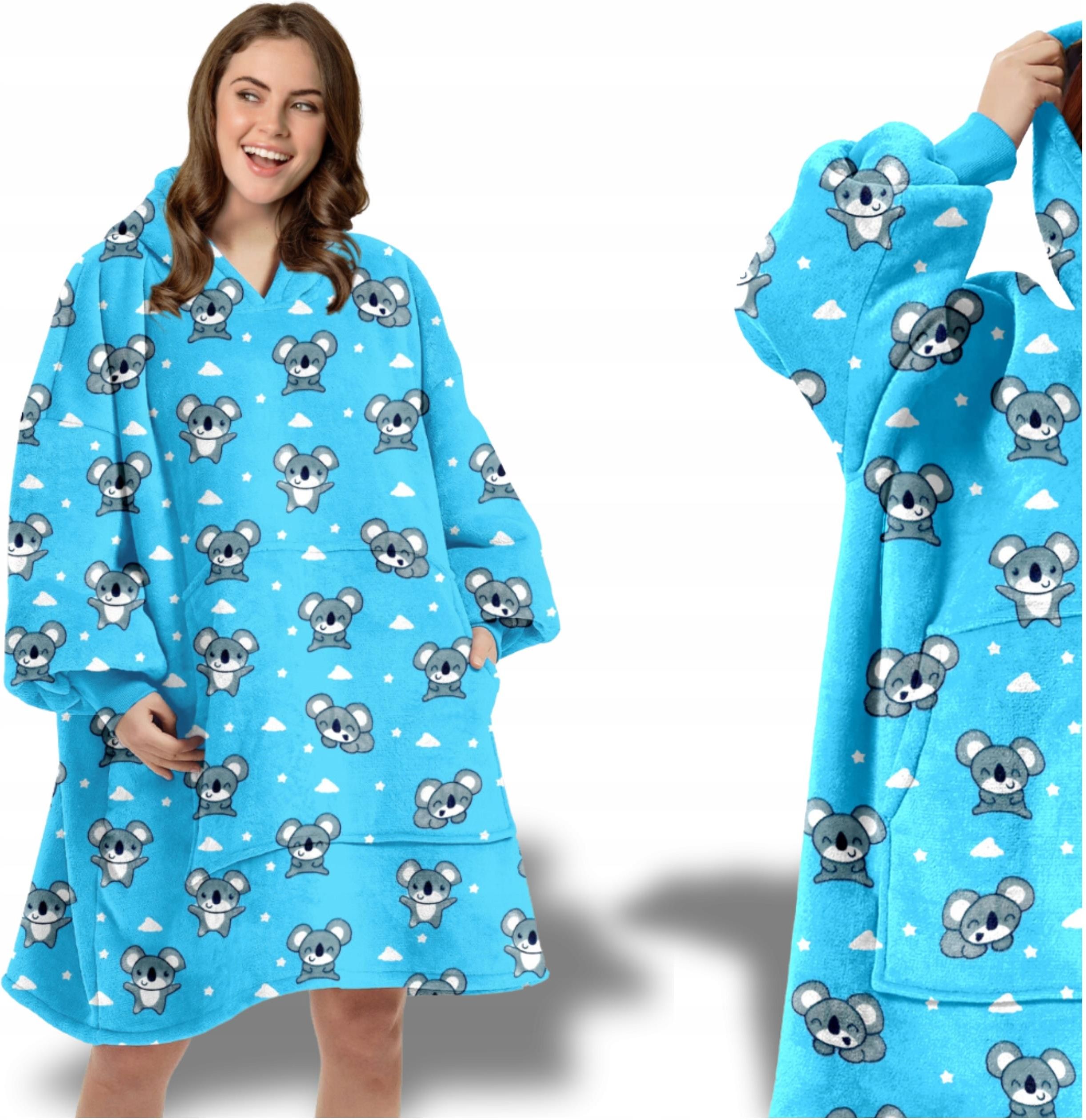 Koco Bluza Oversize Długa Ciepła Koc Bluza Damska Z Kapturem Dzień ...