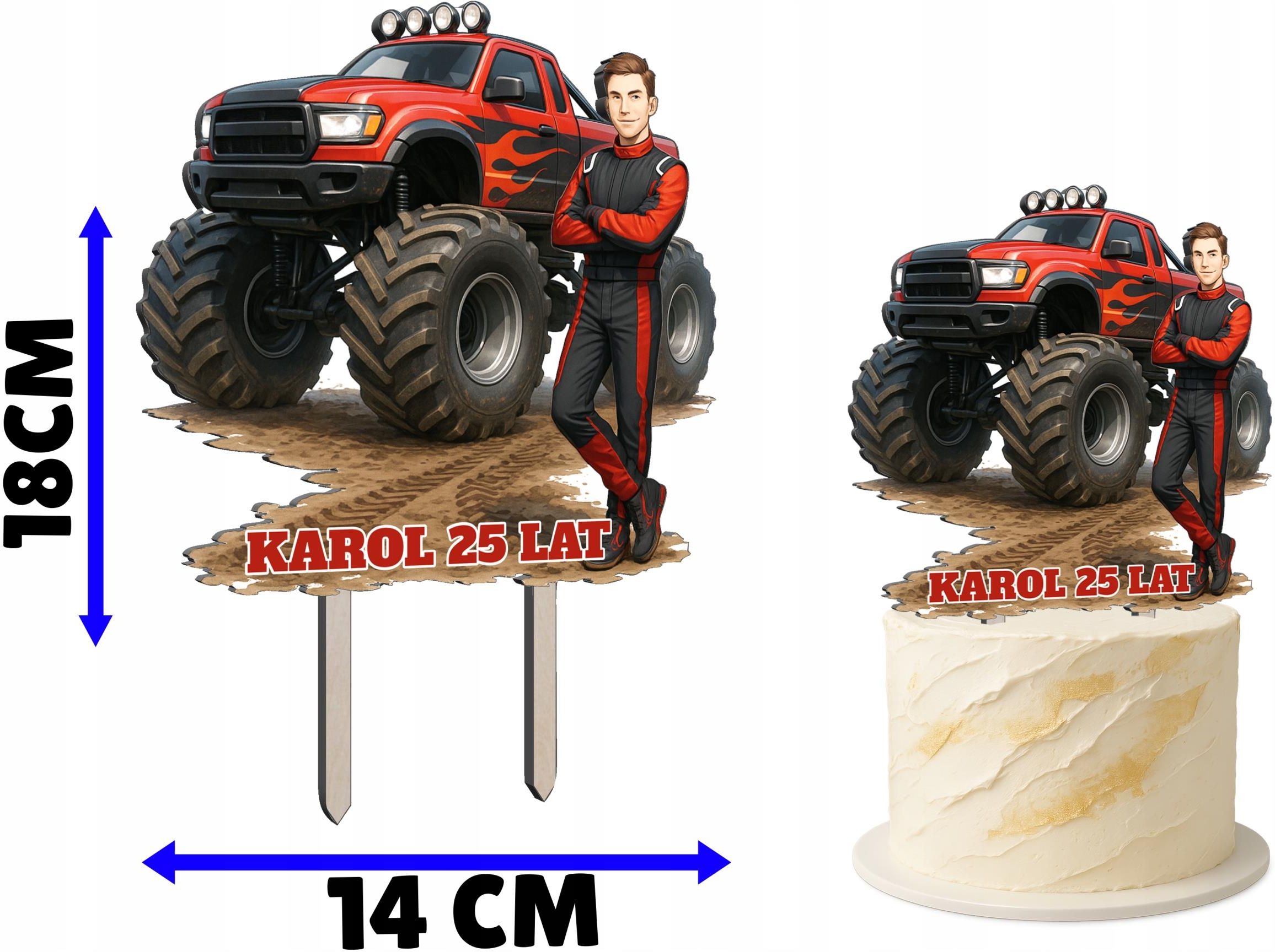 Dwustronny Topper Urodzinowy Kolorowy Monster Truck Imię+wiek #1 - Ceny ...