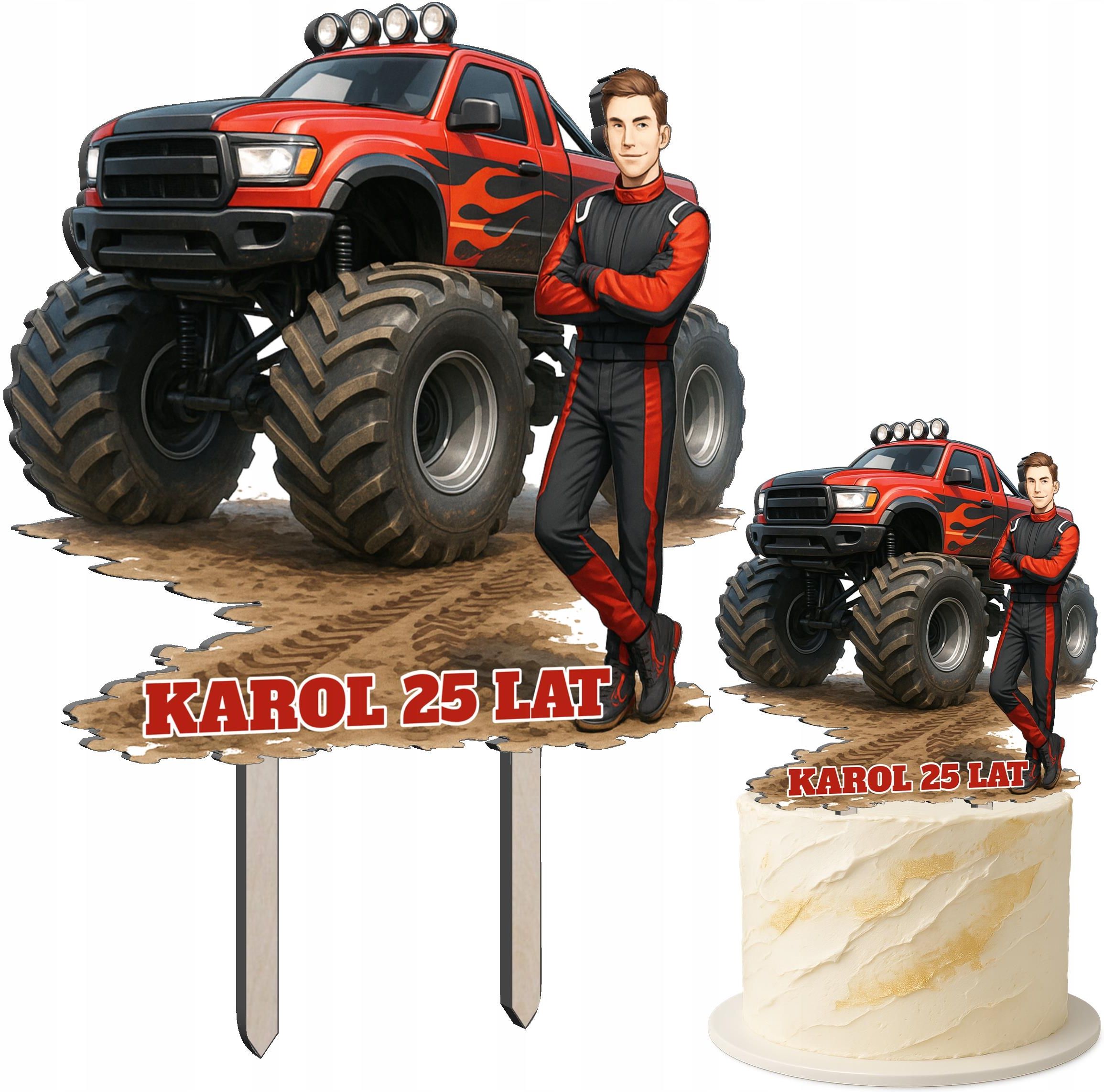 Dwustronny Topper Urodzinowy Kolorowy Monster Truck Imię+wiek #1 - Ceny ...