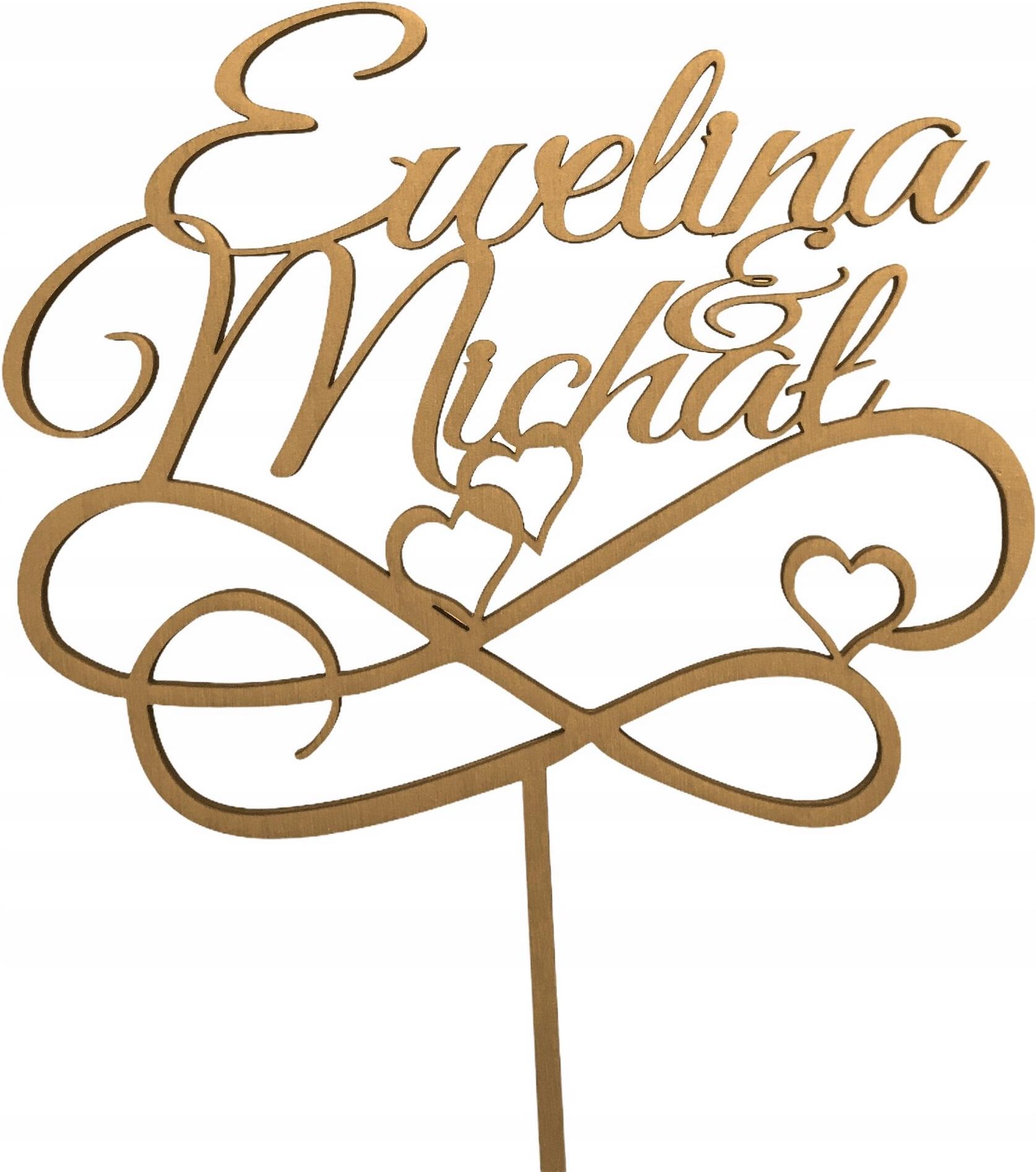 Topper toper Imiona Na Tort Weselny Złoty Napis - Ceny i opinie - Ceneo.pl