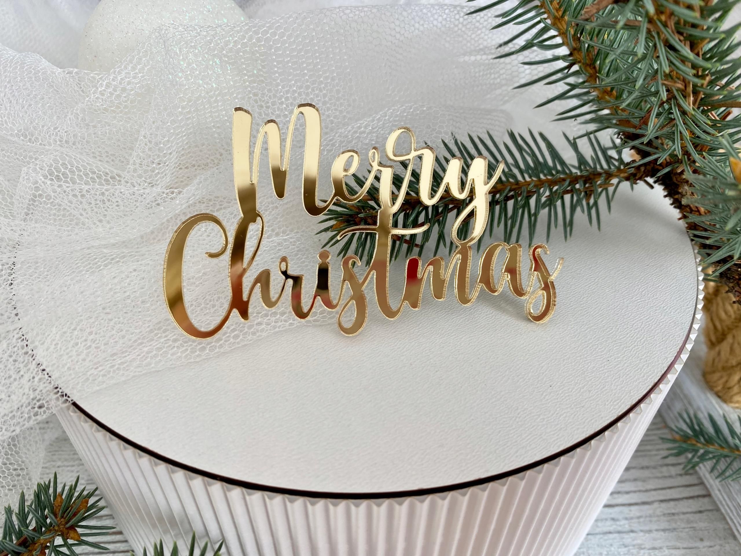 Topper Merry Christmas na bok tortu Plexi złote 8,5 x 5 cm - Ceny i ...