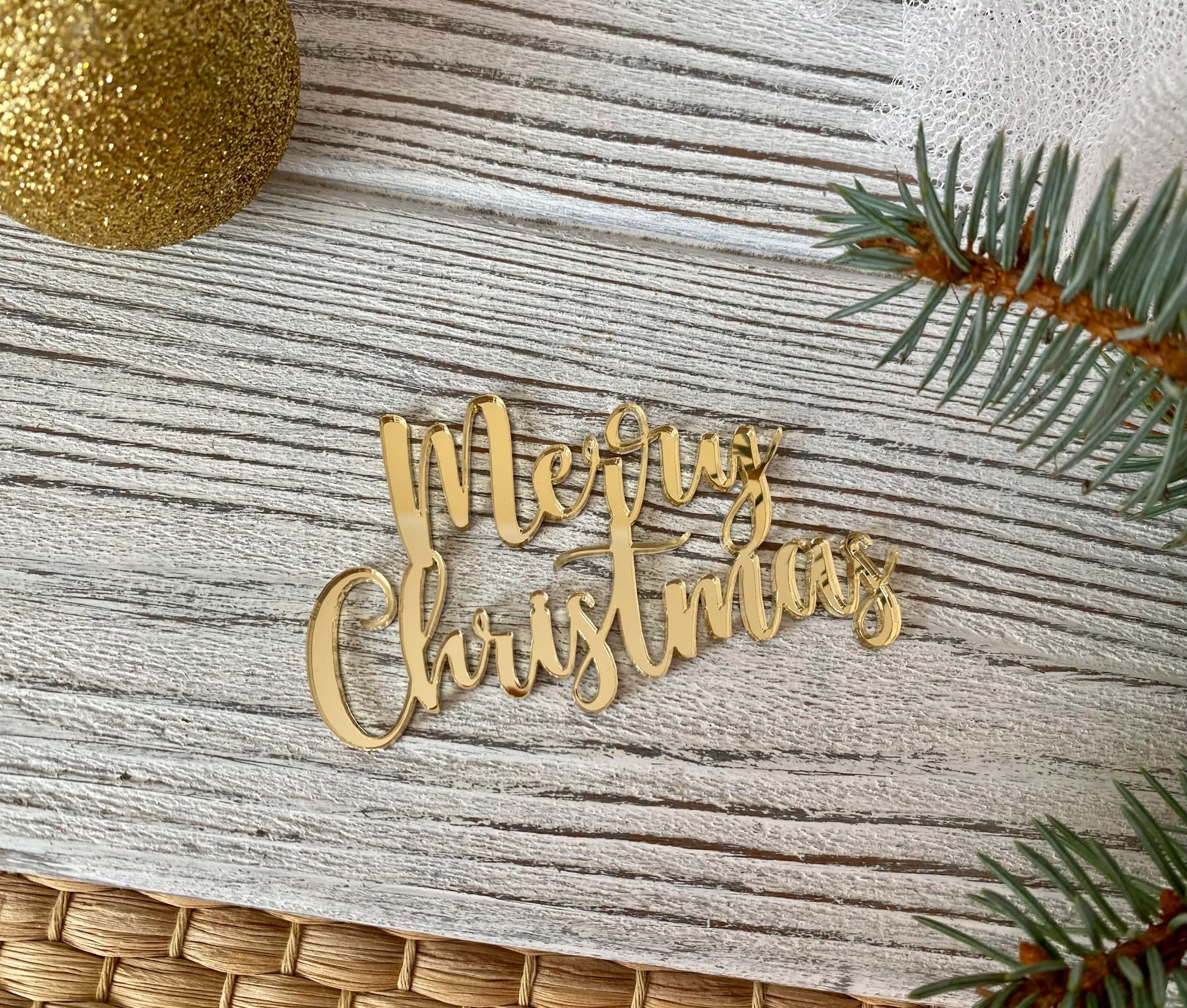Topper Merry Christmas na bok tortu Plexi złote 8,5 x 5 cm - Ceny i ...