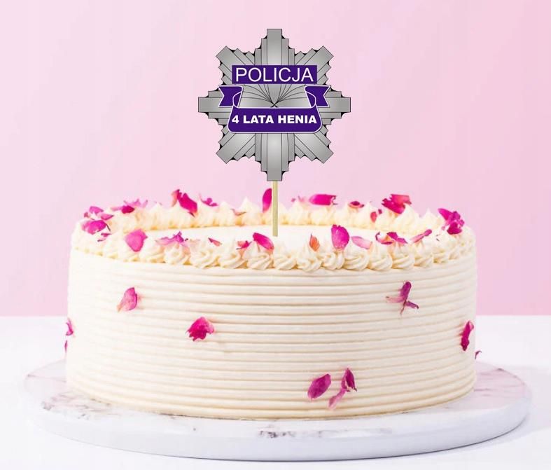 Topper Na Tort Na Urodziny Odznaka Policyjna Personalizowana Z Imieniem ...