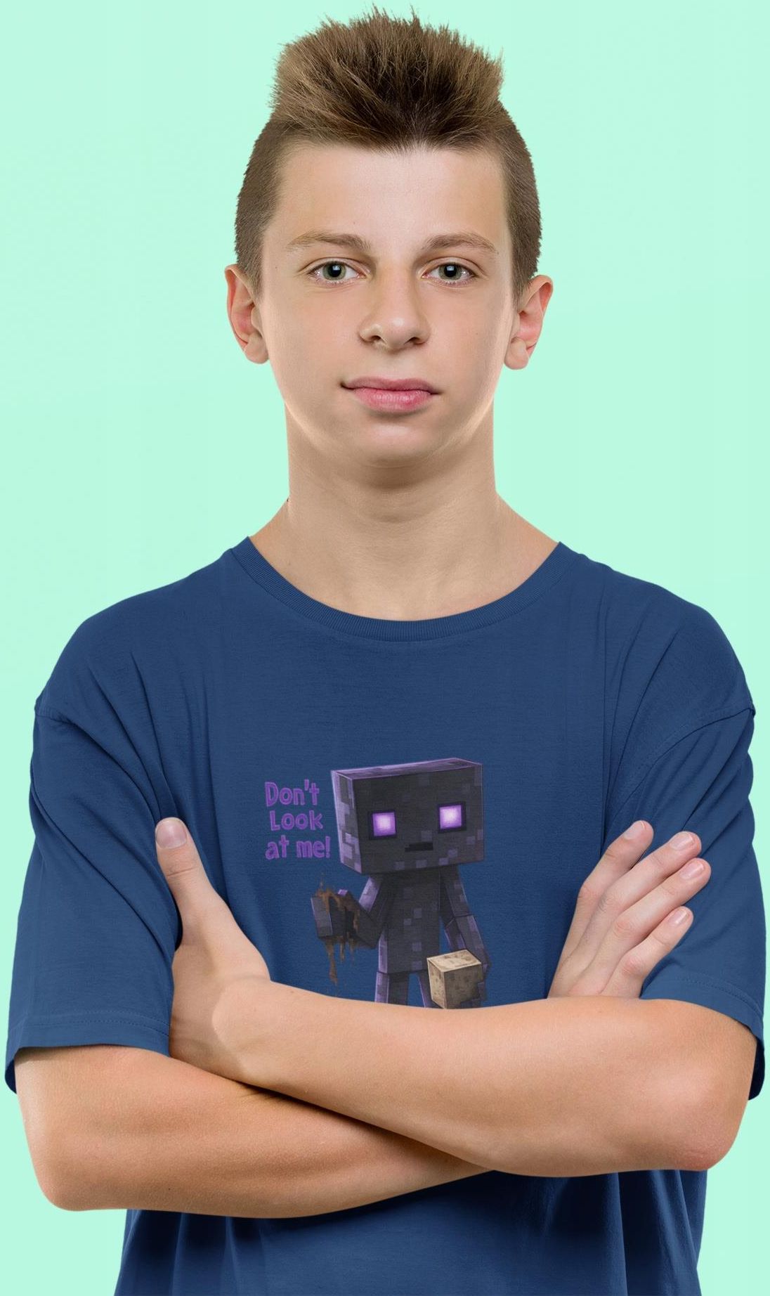 Koszulka dziecięca Minecraft Enderman Don't Look At Me fioletowa gra ...