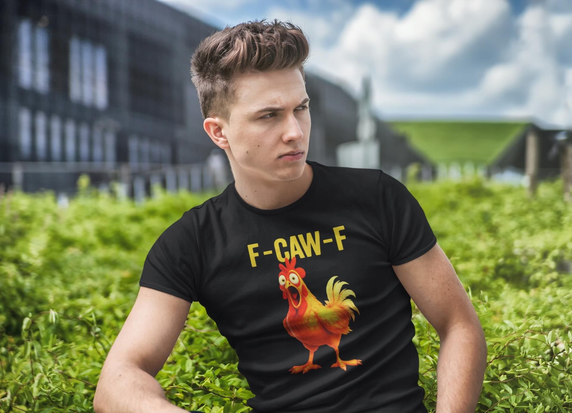 Koszulka męska z kurczakiem śmieszna F-caw-f Humorystyczny - Ceny i ...