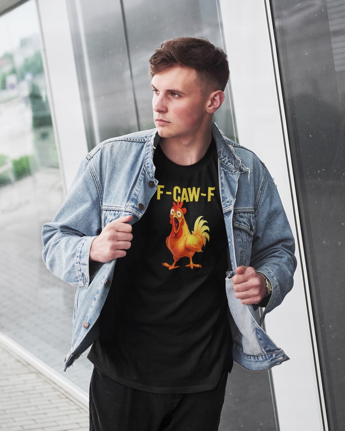 Koszulka męska z kurczakiem śmieszna F-caw-f Humorystyczny - Ceny i ...