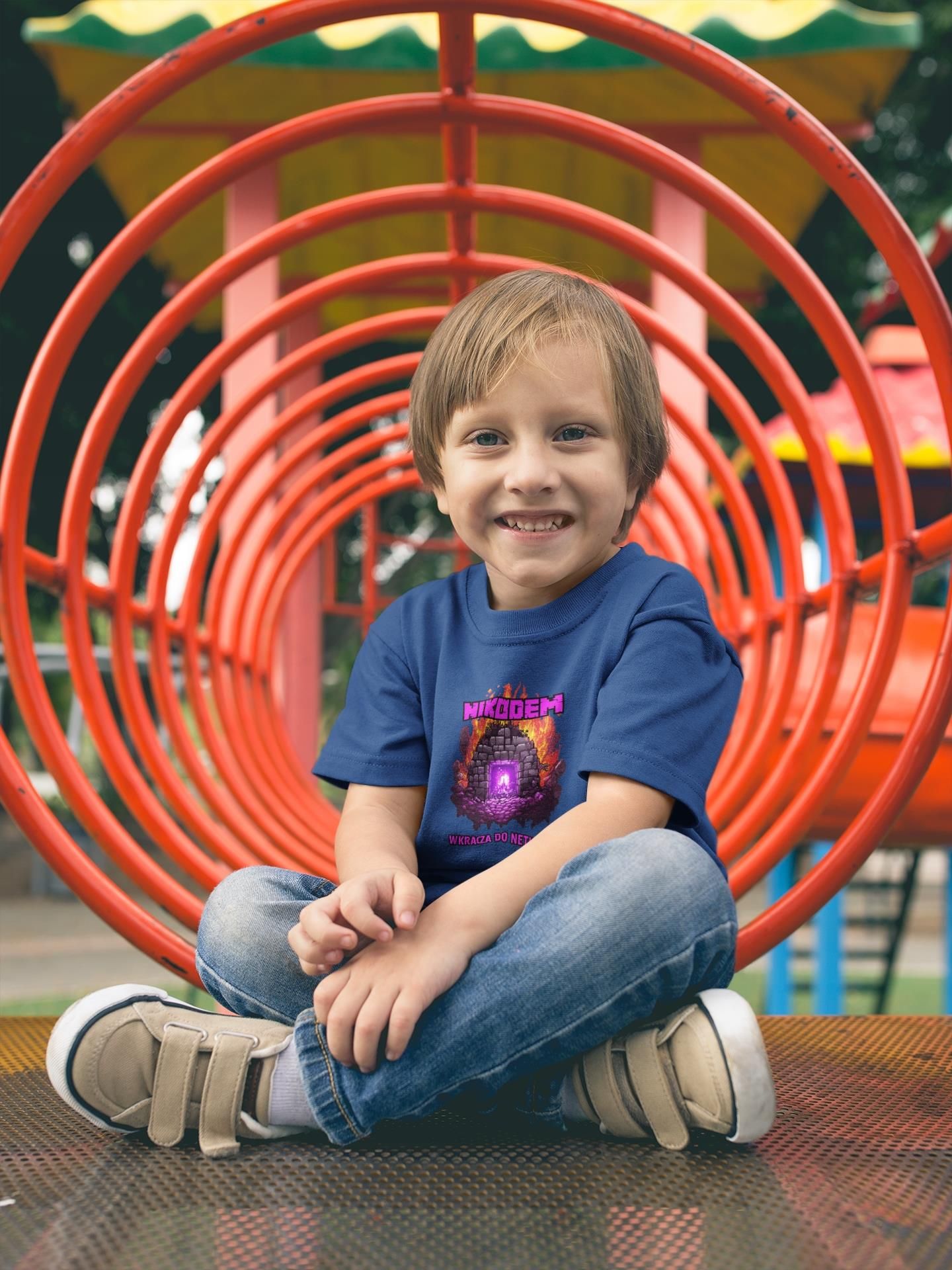 Koszulka dziecięca Minecraft Nether z imieniem portal ogień Wpisz Imię ...