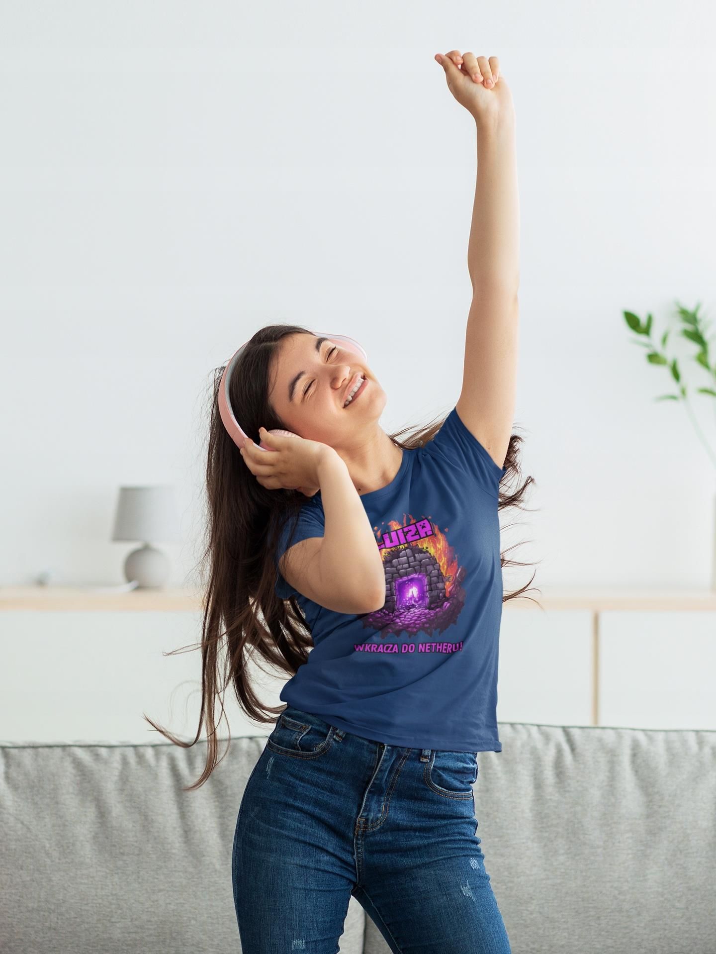 Koszulka dziecięca Minecraft Nether z imieniem portal ogień Wpisz Imię ...