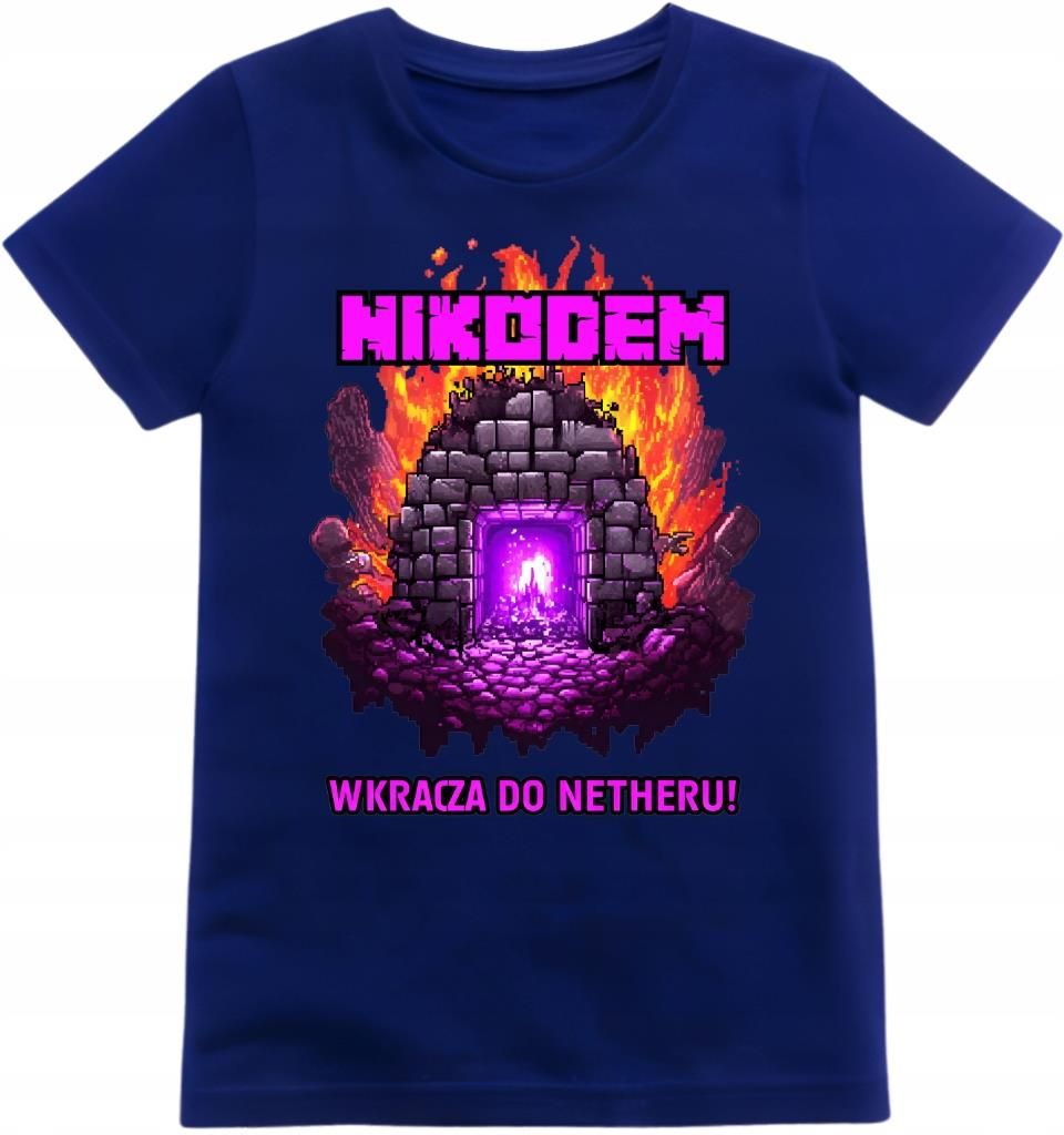 Koszulka dziecięca Minecraft Nether z imieniem portal ogień Wpisz Imię ...