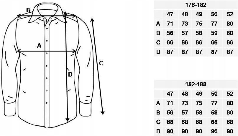 Duża Koszula Męska Niebieska Gładka Granatowe Dodatki 52 182-188 KW160 ...