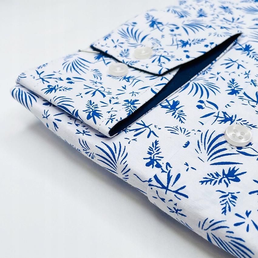 Biała Premium koszula męska z lycrą w kwiaty Slim-fit - Ceny i opinie ...